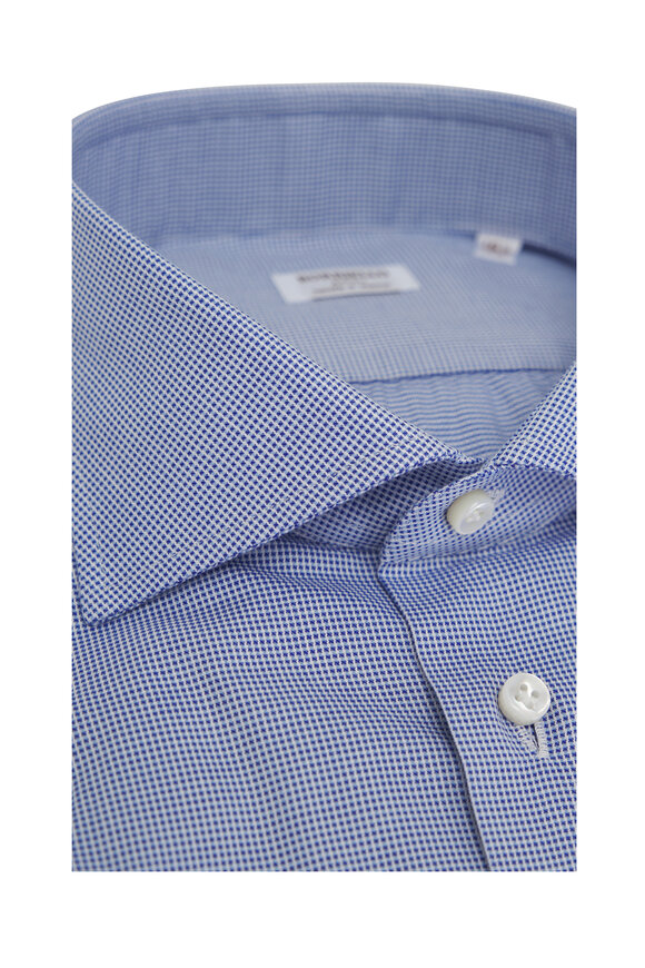 Borriello - Dark Blue Mini Check Cotton Dress Shirt