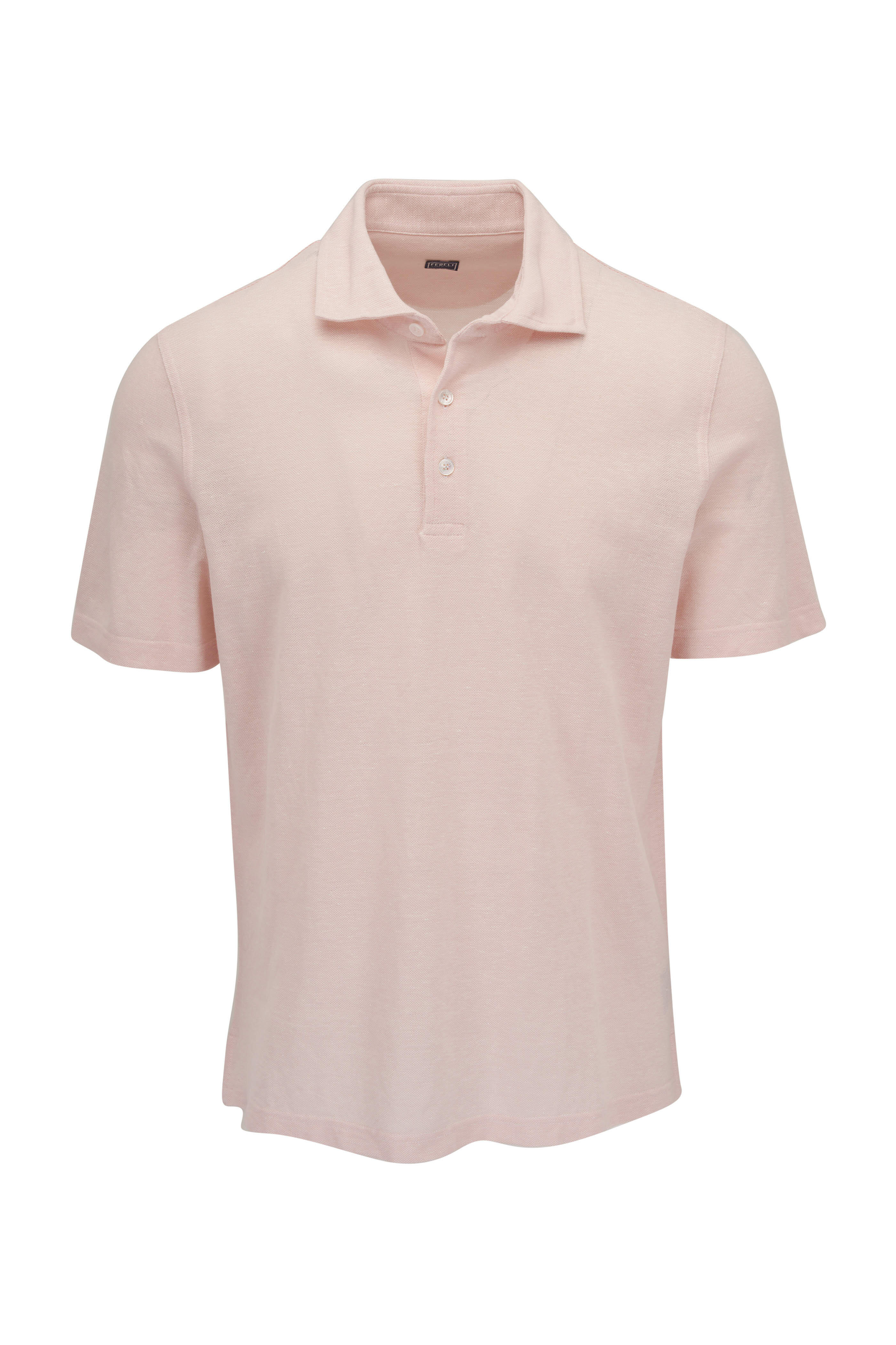 Fedeli - Light Pink Linen & Cotton Piqué Polo | Mitchell Stores