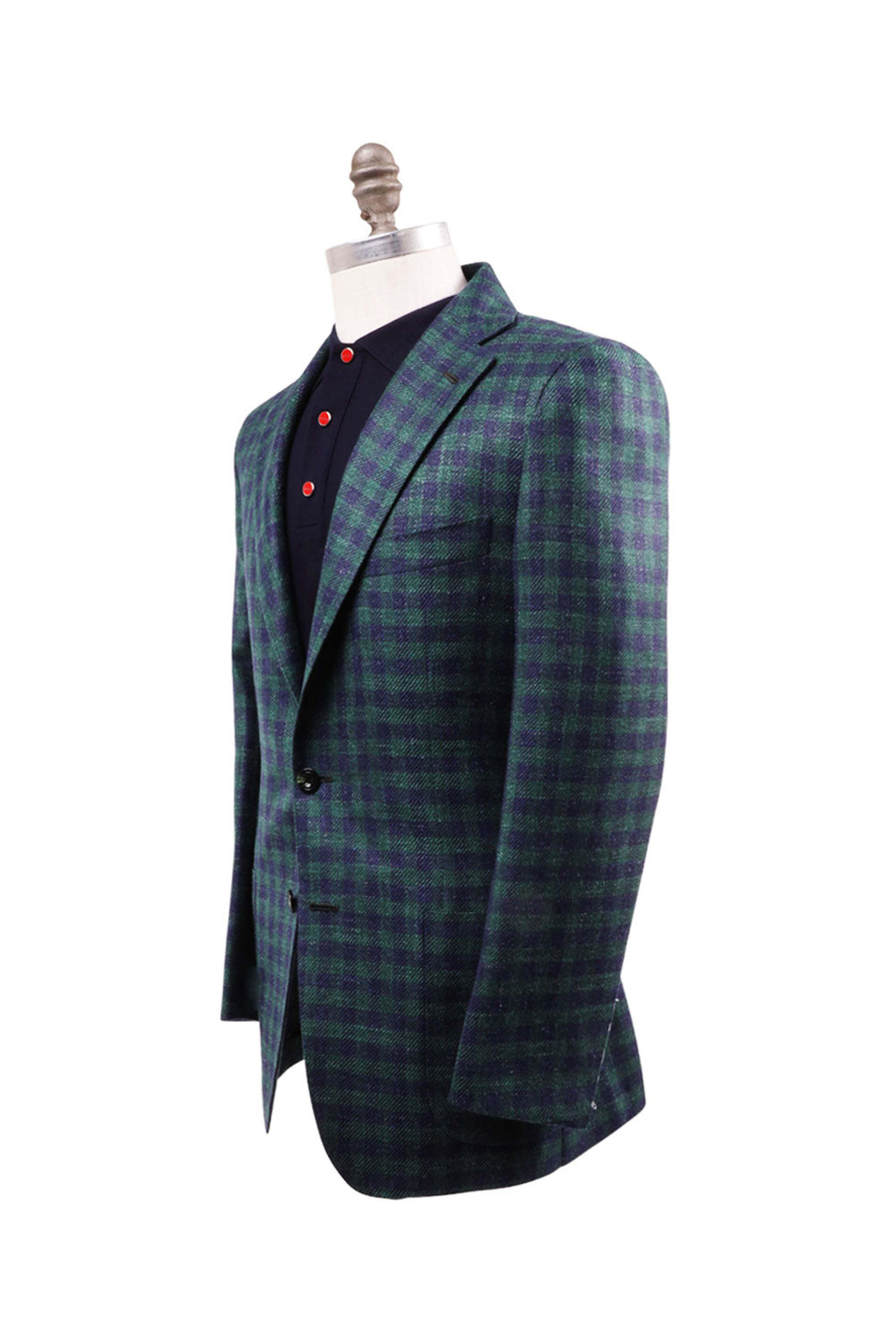 Kiton - Navy & Green Check Sportcoat | Mitchell Stores