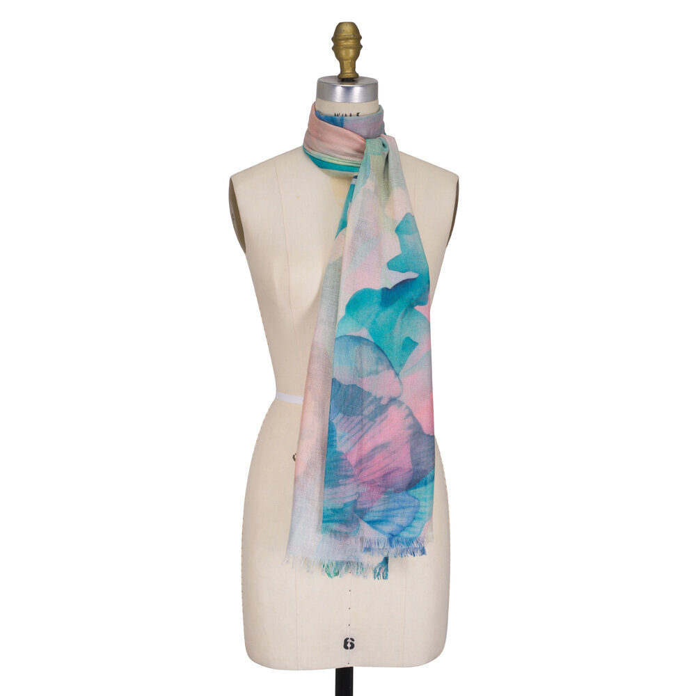 Kinross - Multicolor Femme Floral Silk & Cashmere Scarf