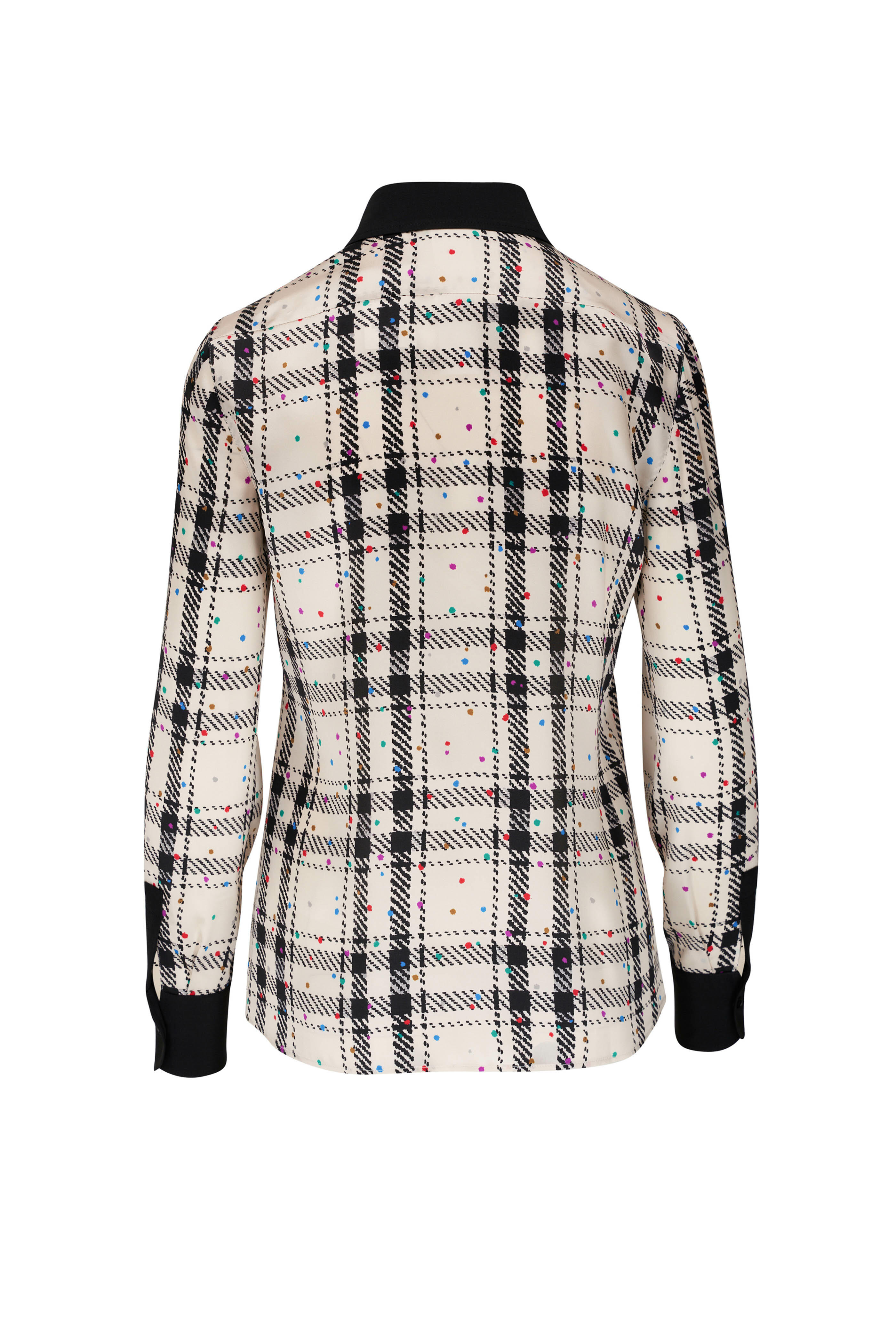 Akris - Ecru & Black Tweed Print Silk Blouse | Mitchell Stores