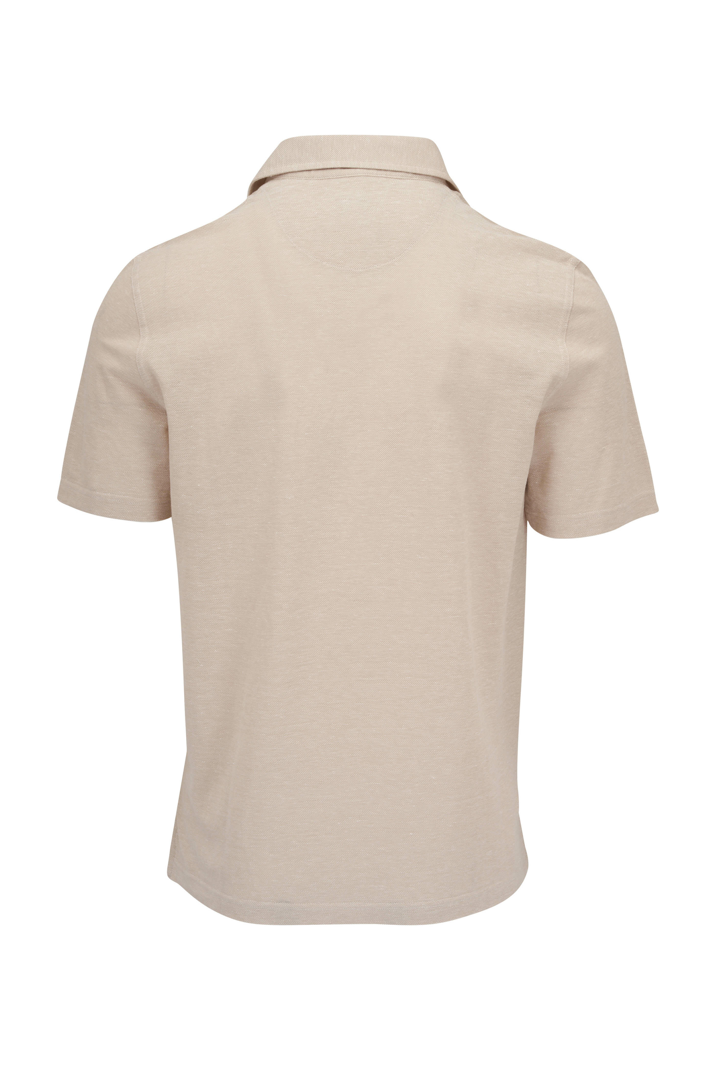 Fedeli - Oatmeal Linen & Cotton Piqué Polo | Mitchell Stores