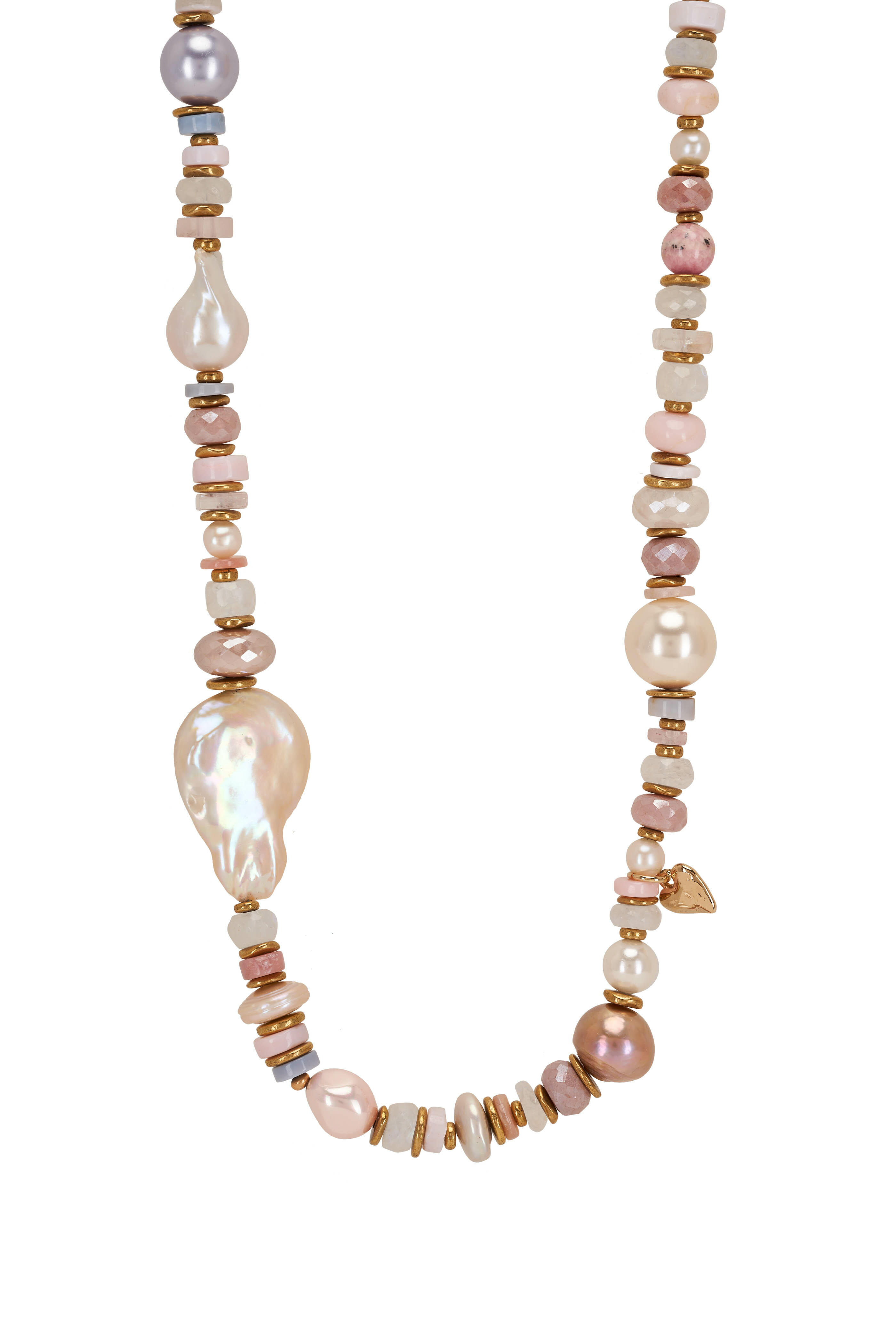 Cristina V. - Pink Opal Silverite and Moonstone Bead Necklace