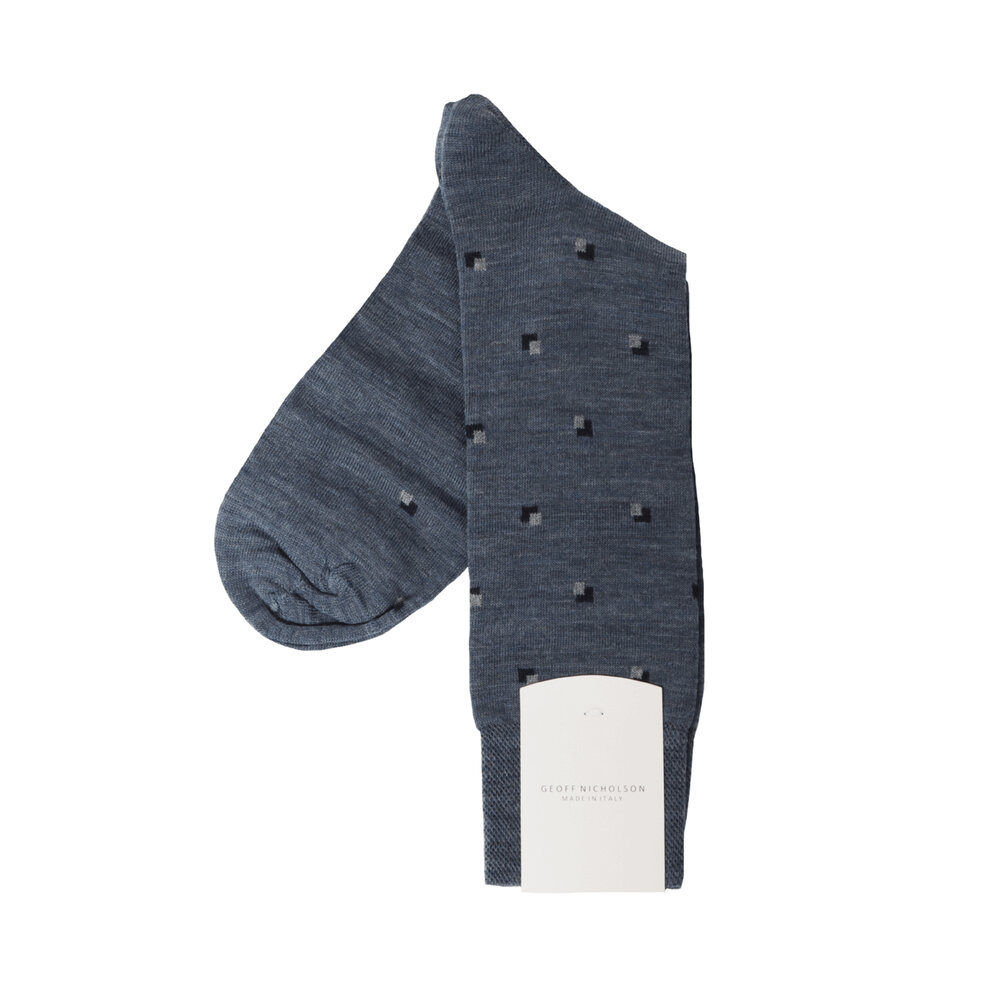 Geoff Nicholson - Dusty Blue Midcalf Socks | Mitchell Stores