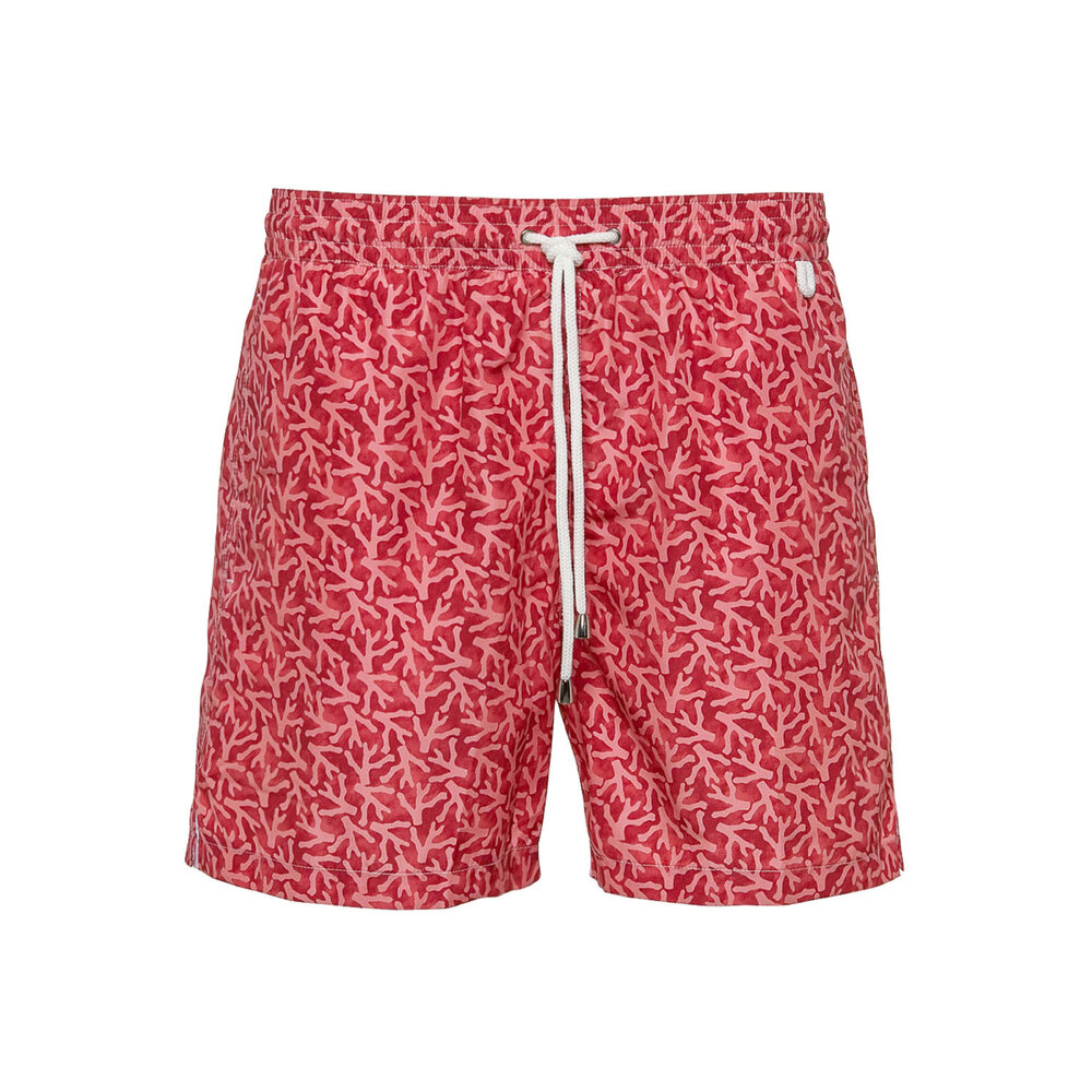 Isaia - Red ISAIA Coral Logo Swim Trunk | Mitchell Stores