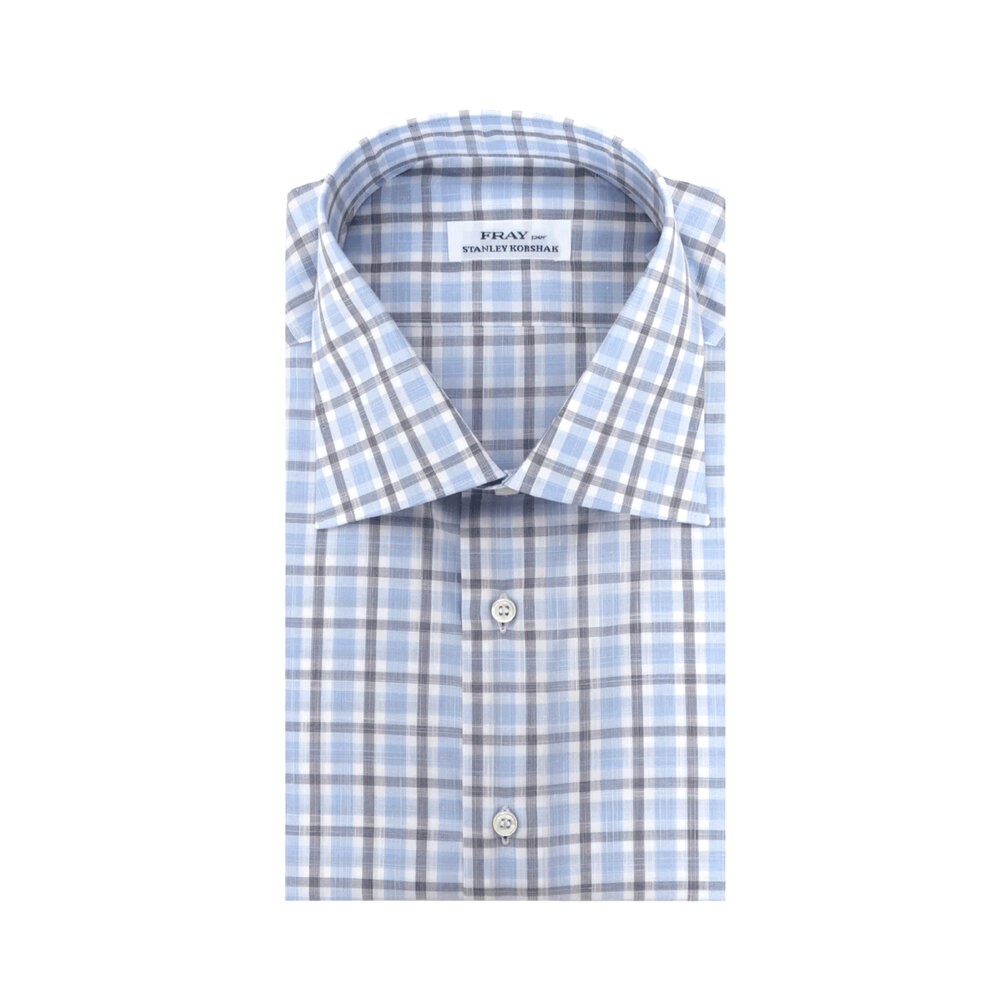 Fray - Blue & White Check Dress Shirt | Mitchell Stores