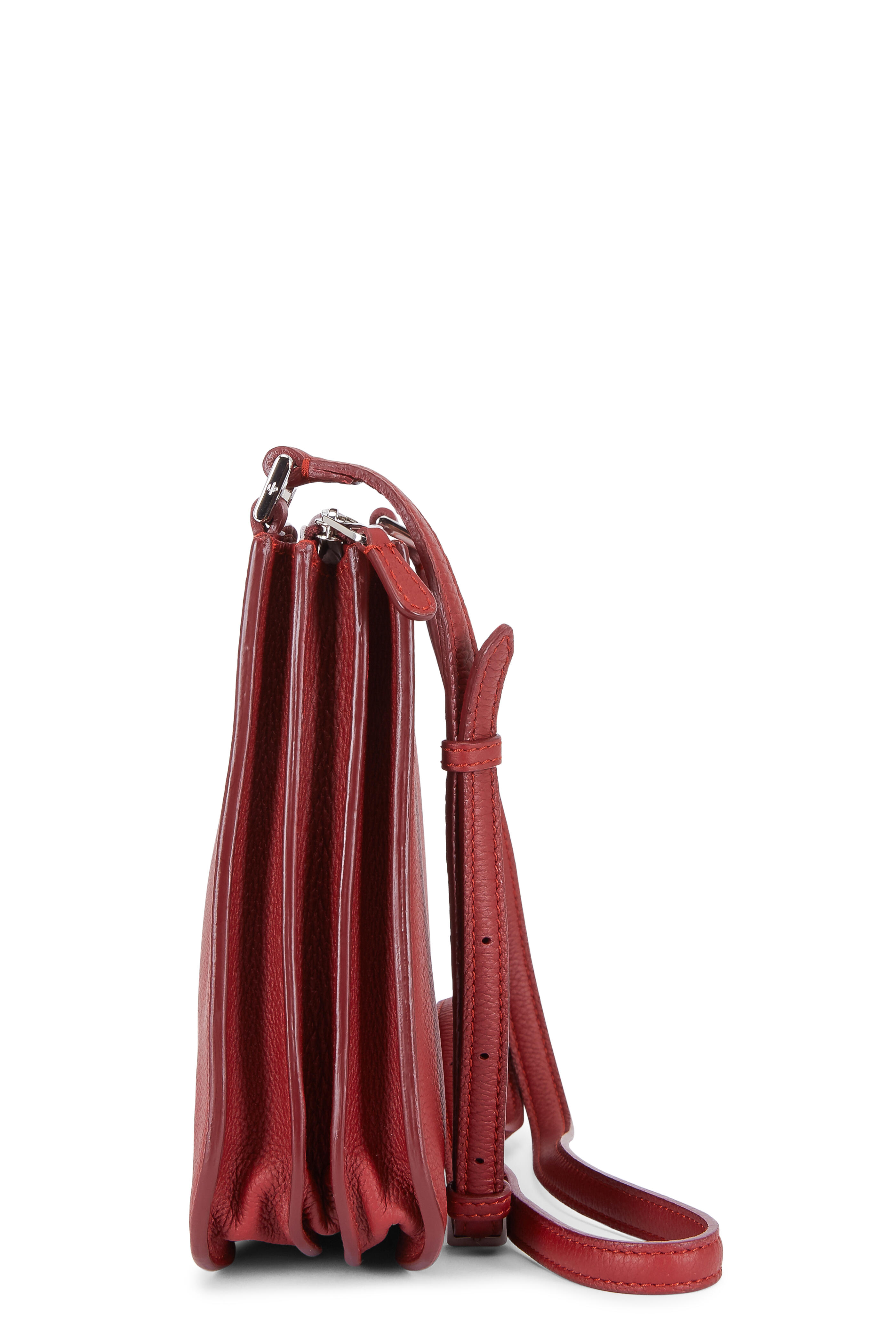 Loro Piana - Burgundy Leather Medium Crossbody Bag