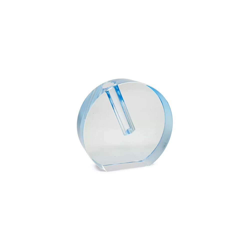 Tizo - Small Crystal Glass Round Flat Vase Blue | Mitchell Stores