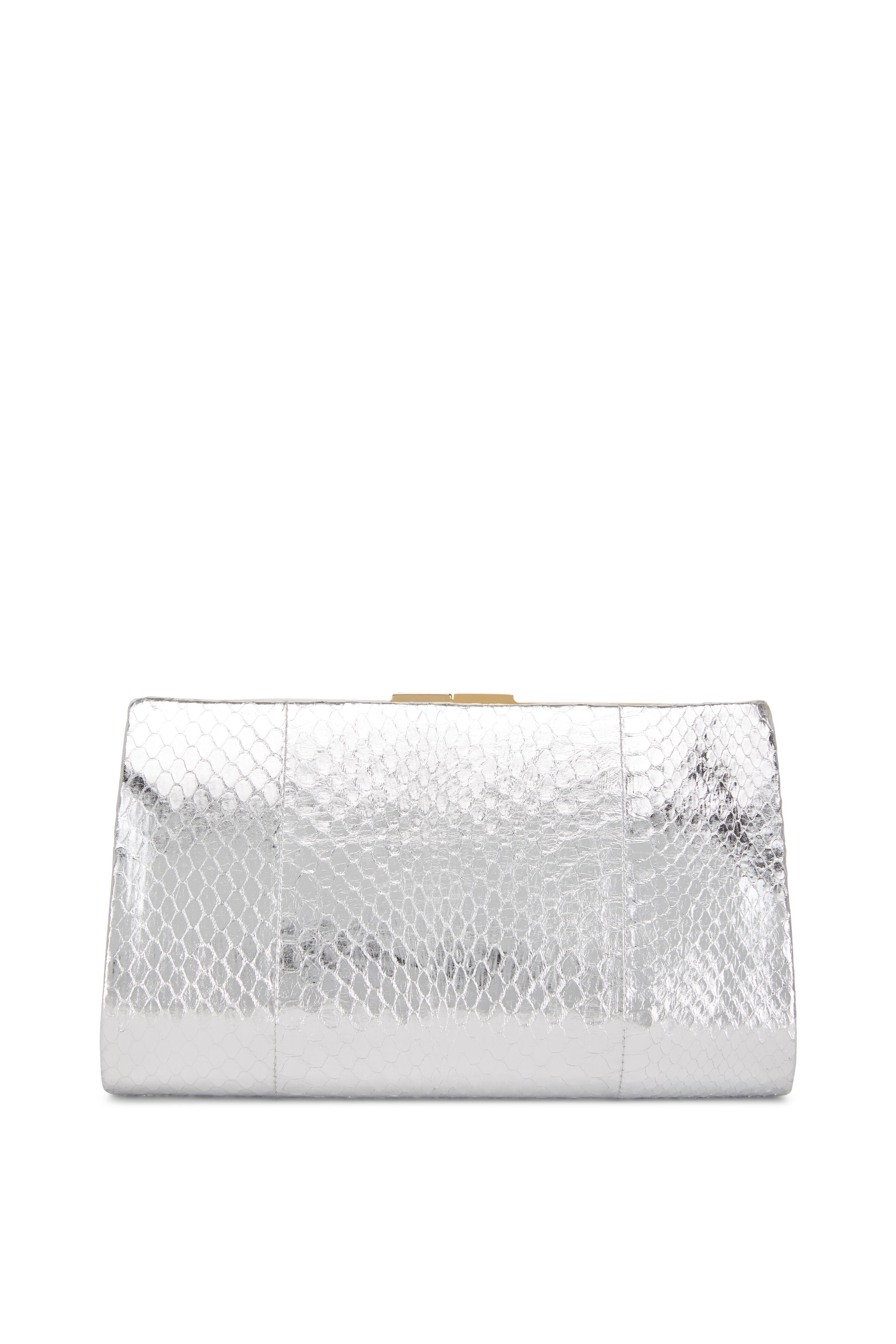 Nancy Gonzalez - Collette Silver Snakeskin & Crocodile Frame Clutch