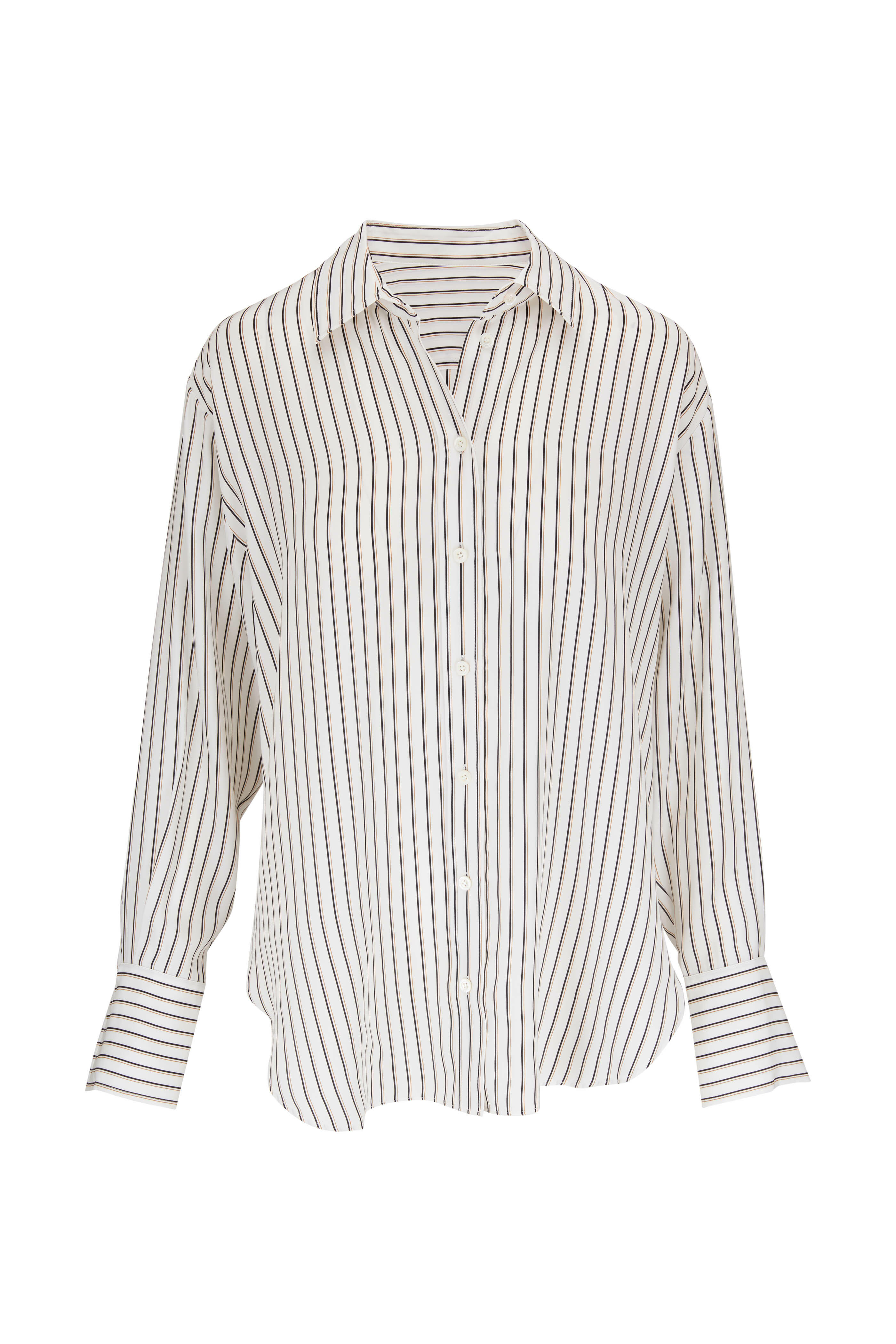 Frame - Off White Multi Striped Oversized Shirt | Mitchell Stores