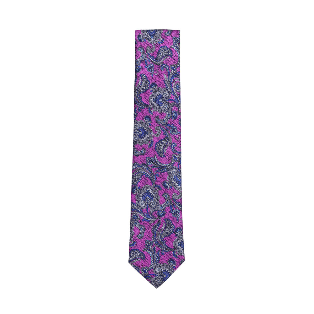 Geoff Nicholson - Pink & Grey Paisley Silk Necktie