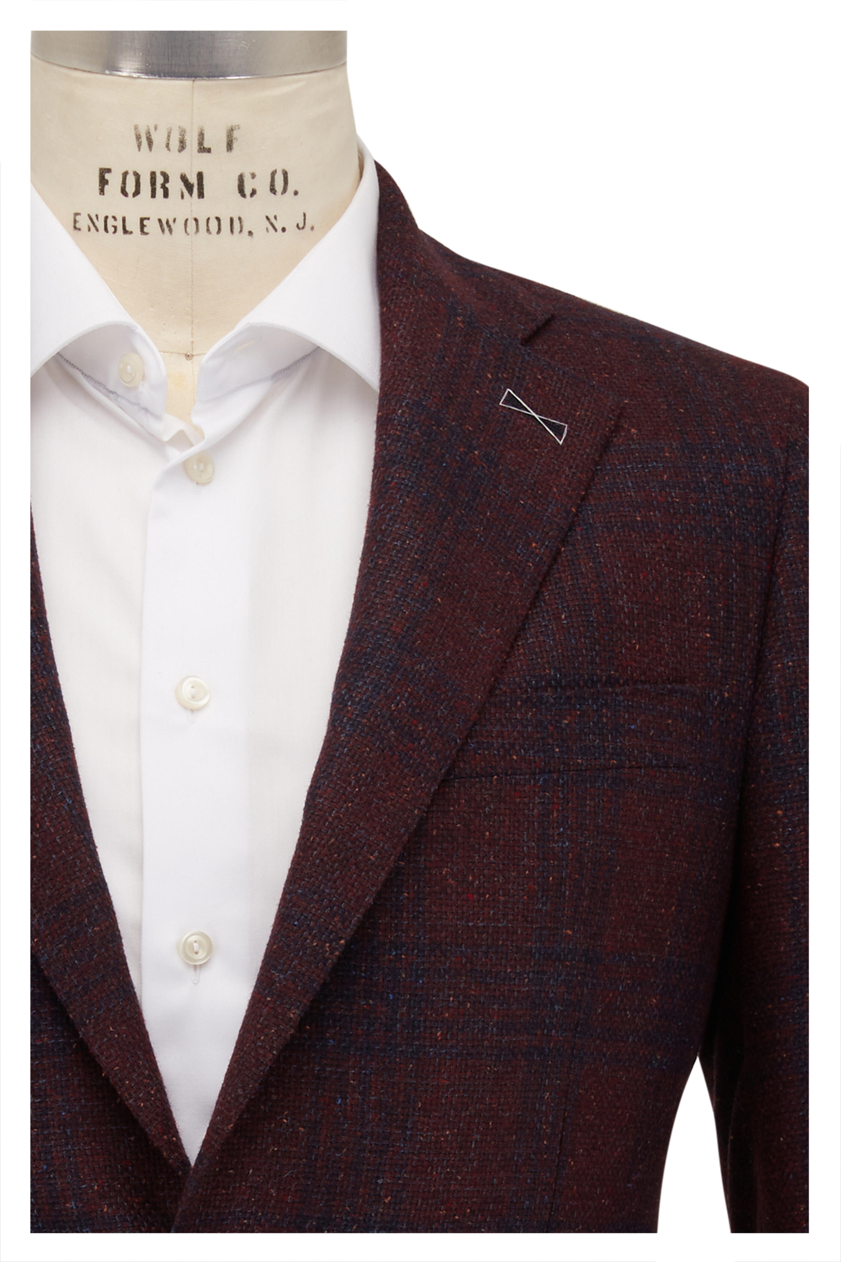 Atelier Munro - Red & Navy Plaid Wool Blend Sportcoat