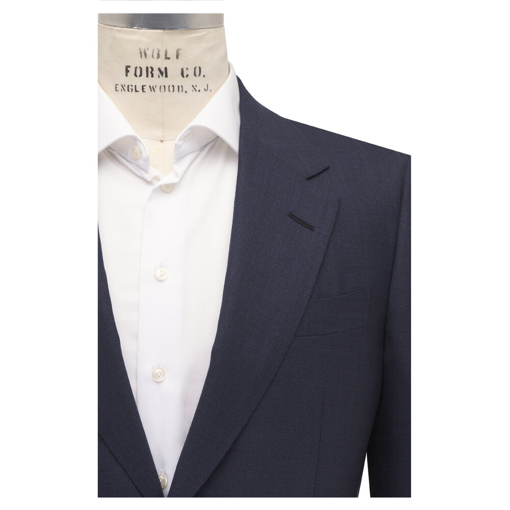 Zegna - Solid Navy Wool Suit | Mitchell Stores