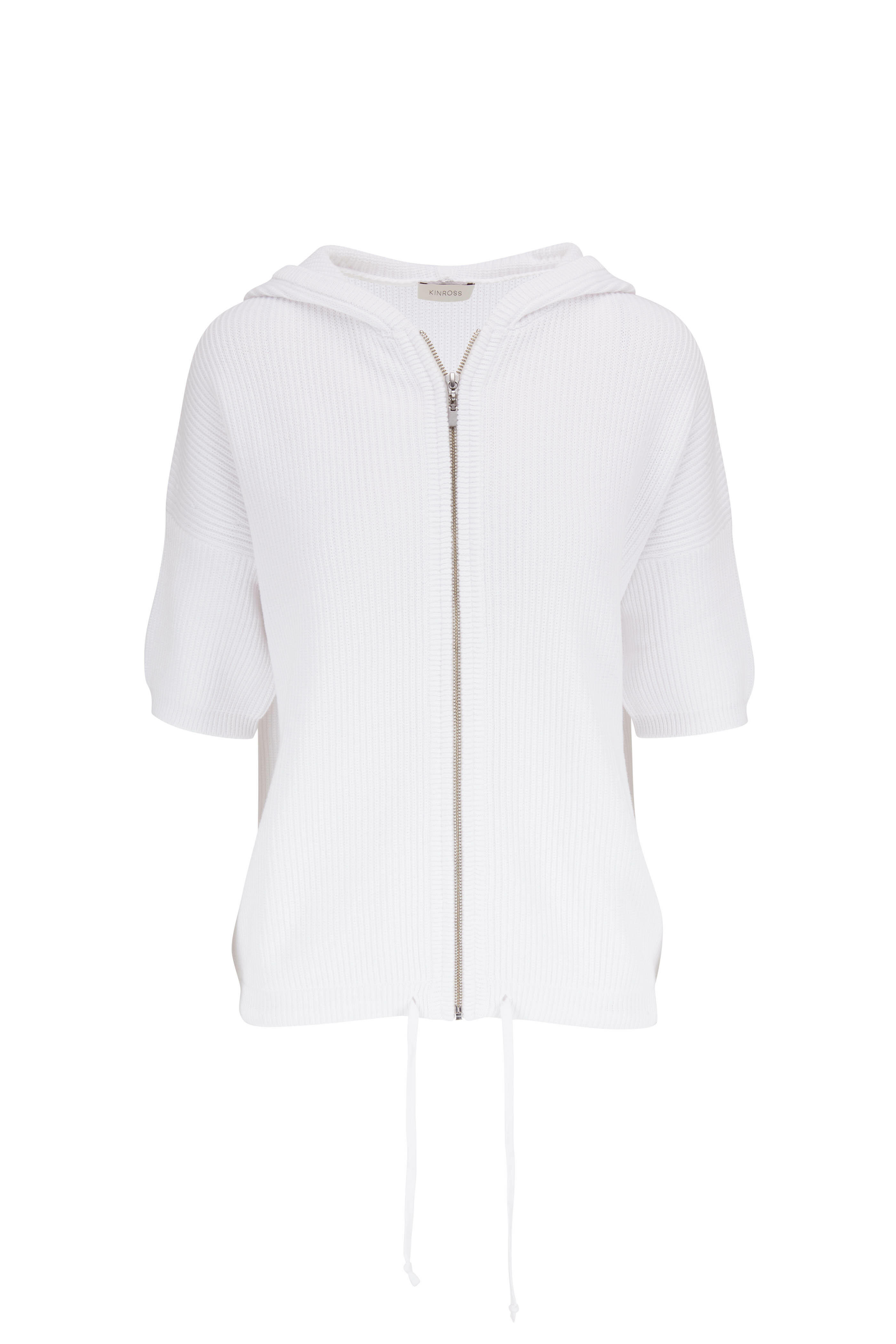 Kinross - White Easy Rib Front Zip Hoodie | Mitchell Stores