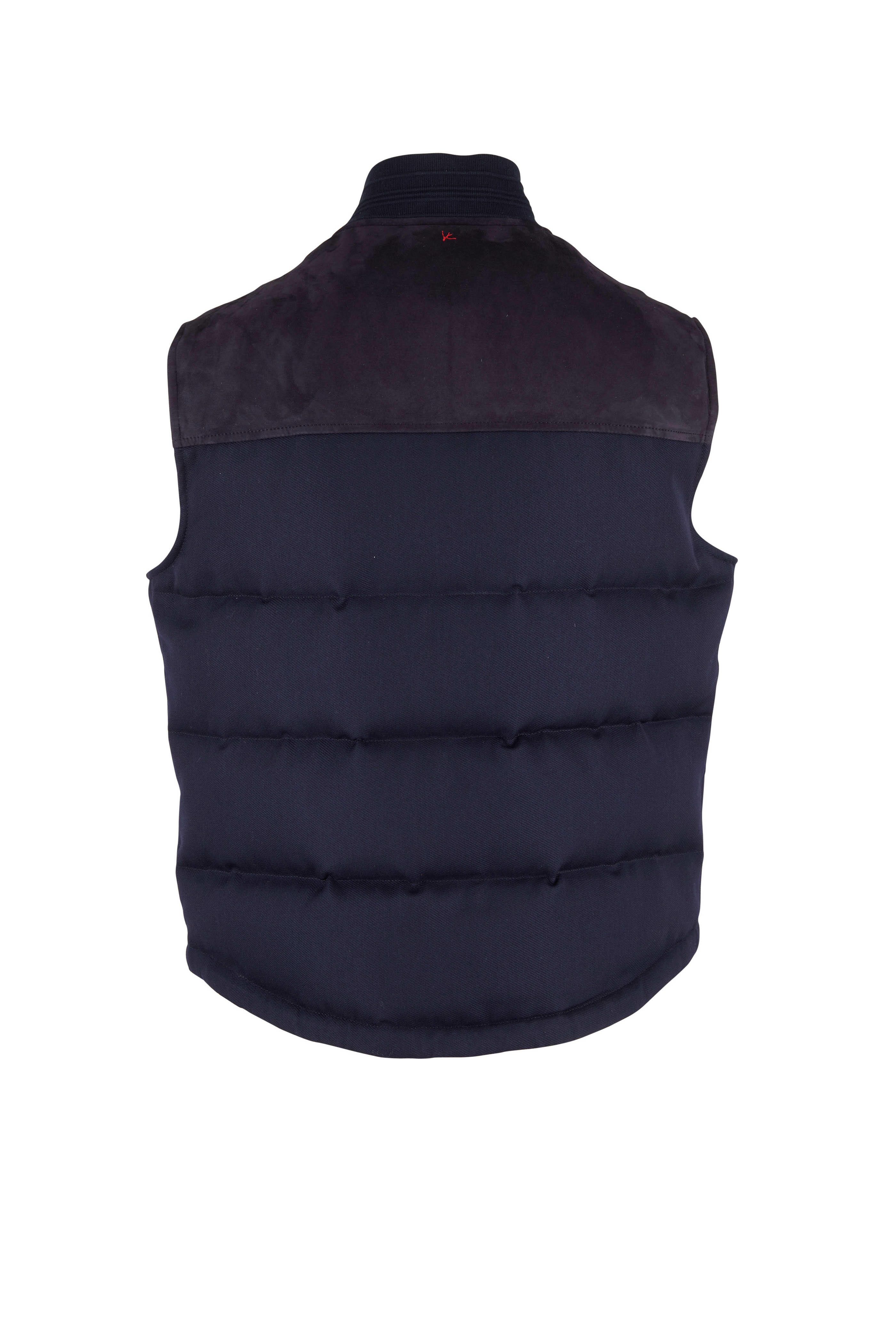 Isaia - Navy Techno Wool Quilted Vest | Mitchell Stores