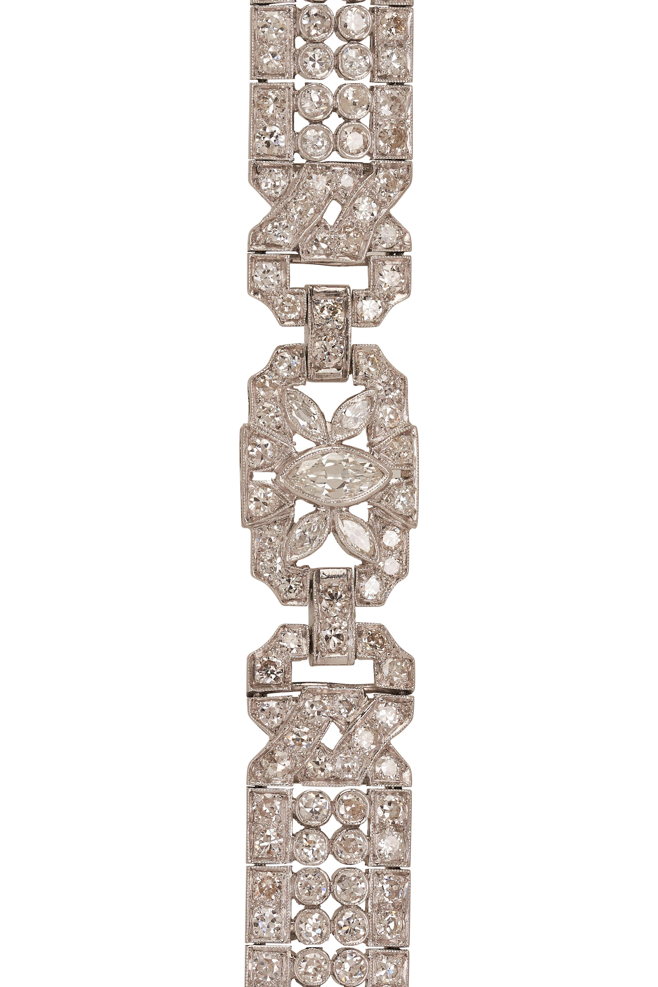 Fred Leighton - Platinum Diamond Motif Deco Bracelet