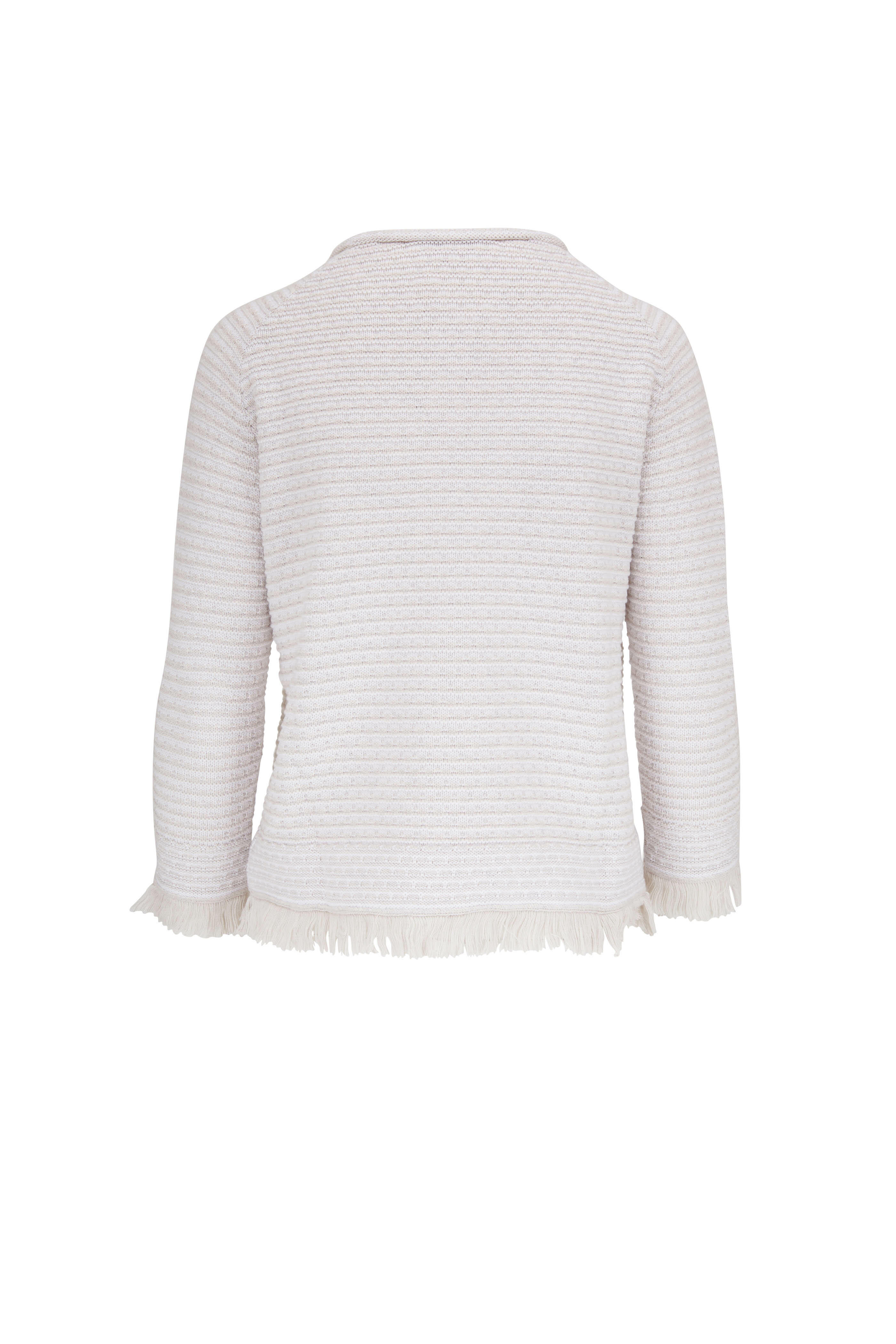 Kinross - Champagne & White Textured Fringe Pullover