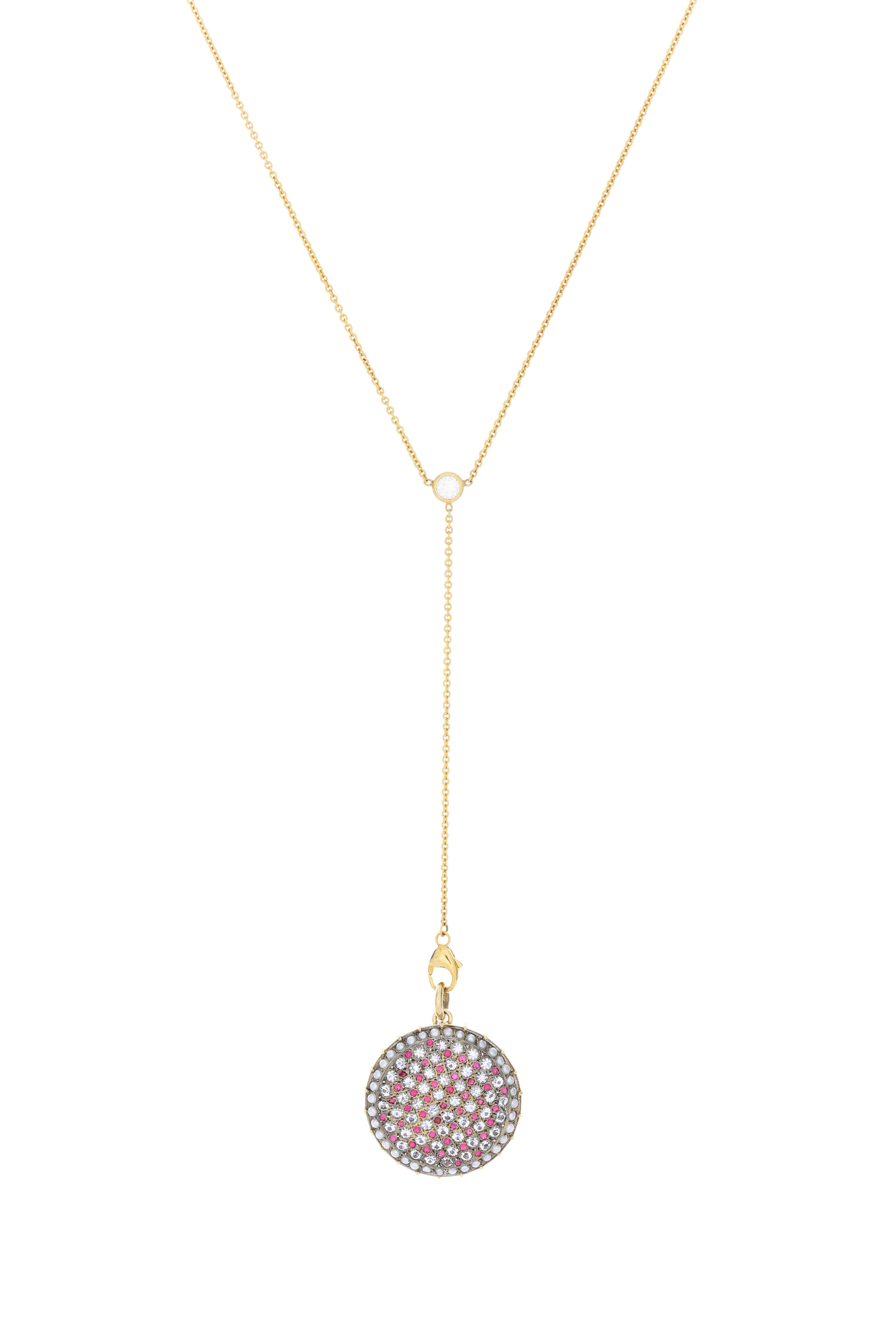 Renee Lewis - 18K Yellow Gold Diamond, Ruby & Pearl Necklace