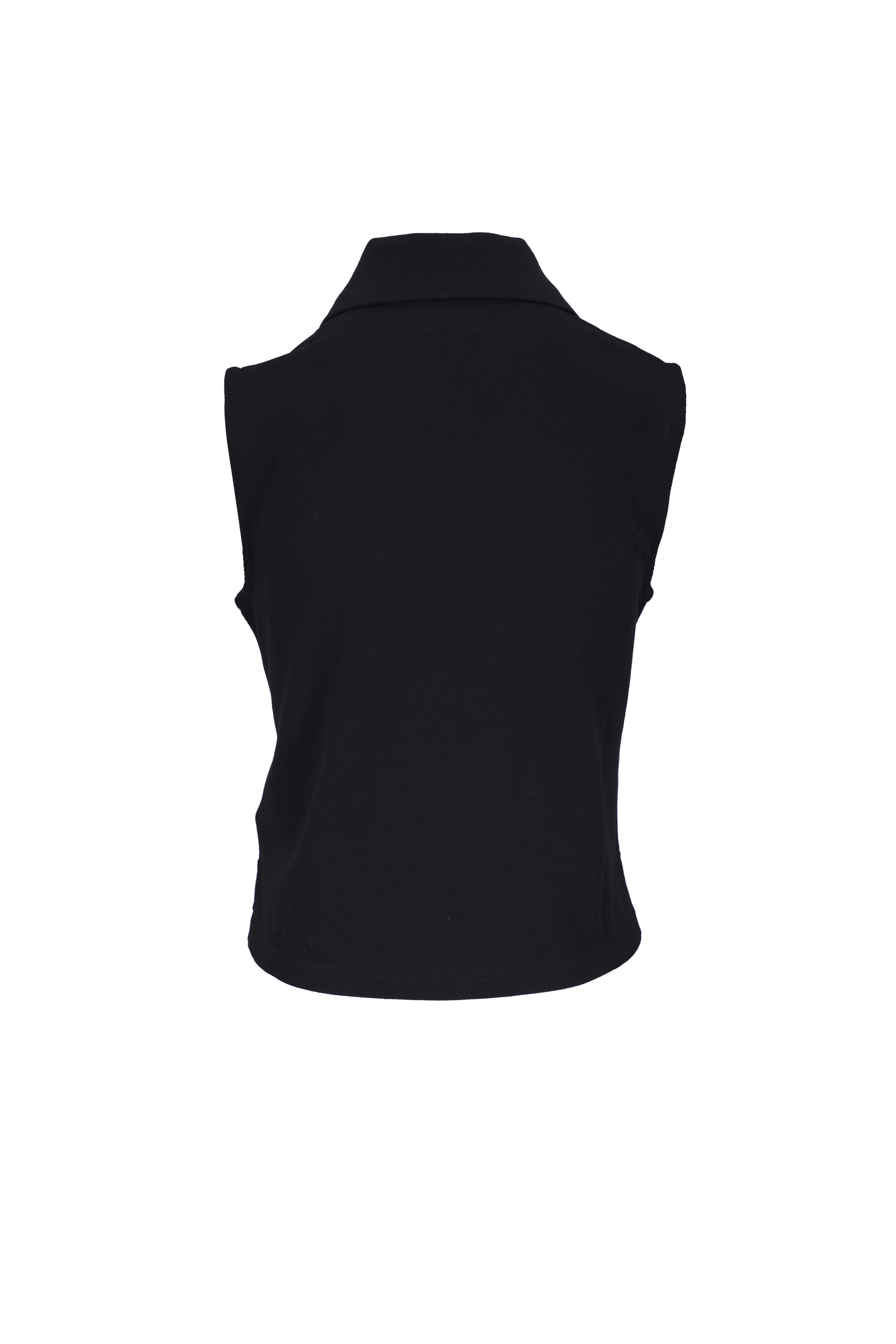 Saint Laurent - Black Pique Sleeveless Polo | Mitchell Stores