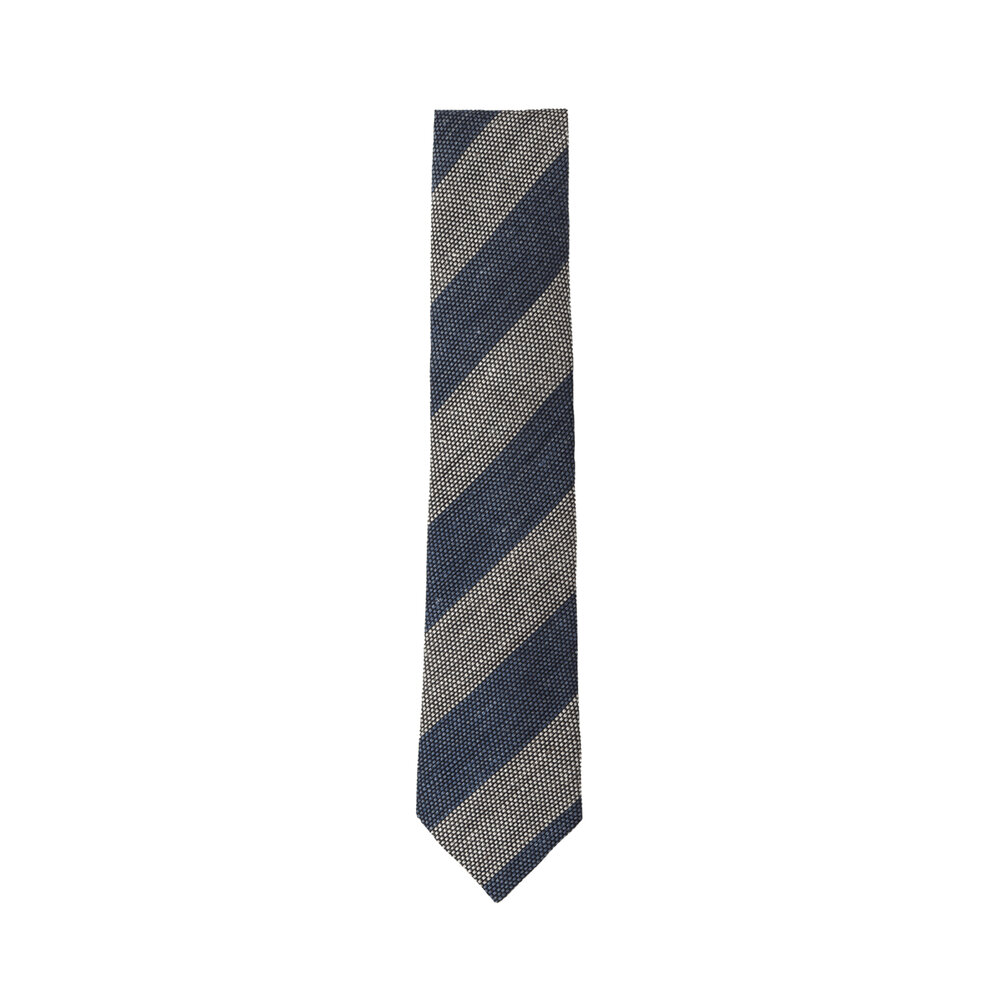 Geoff Nicholson - Blue and Grey Striped Tie | Mitchell Stores