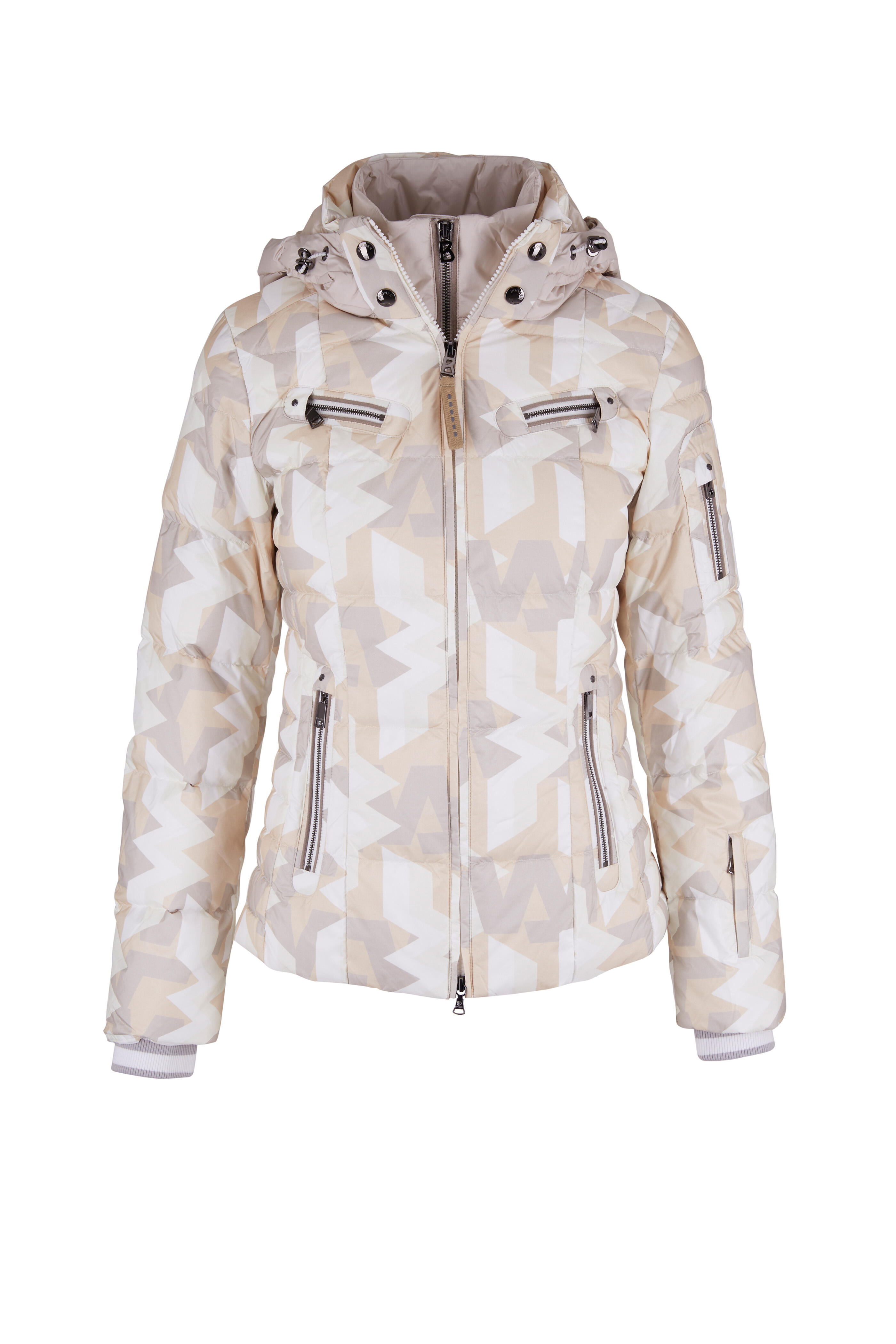 Bogner - Carry-D Off White Geometric Print Down Coat