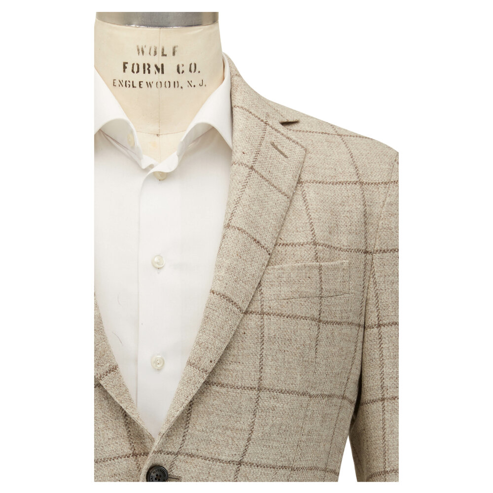 Maurizio Baldassari - Brera Cream Windowpane Wool & Cashmere Sportcoat