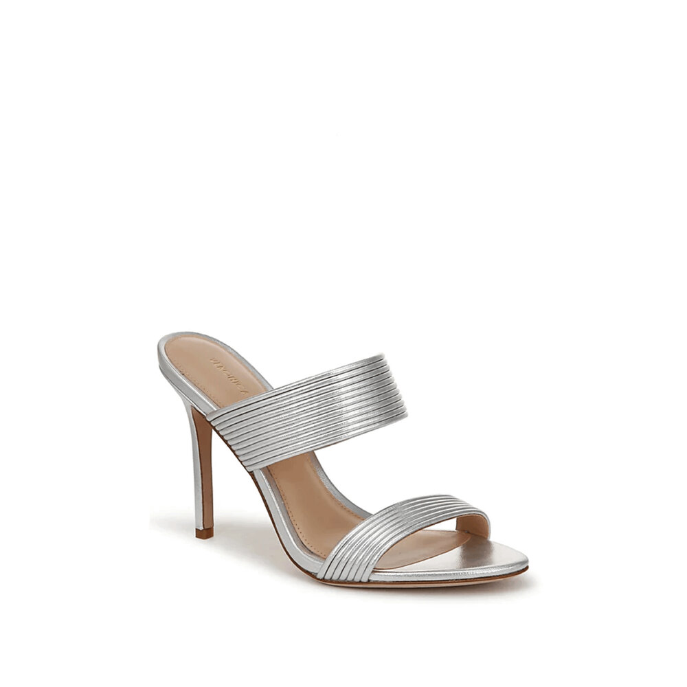 Veronica Beard - Asha Silver Leather Mignon Double Strap Sandal