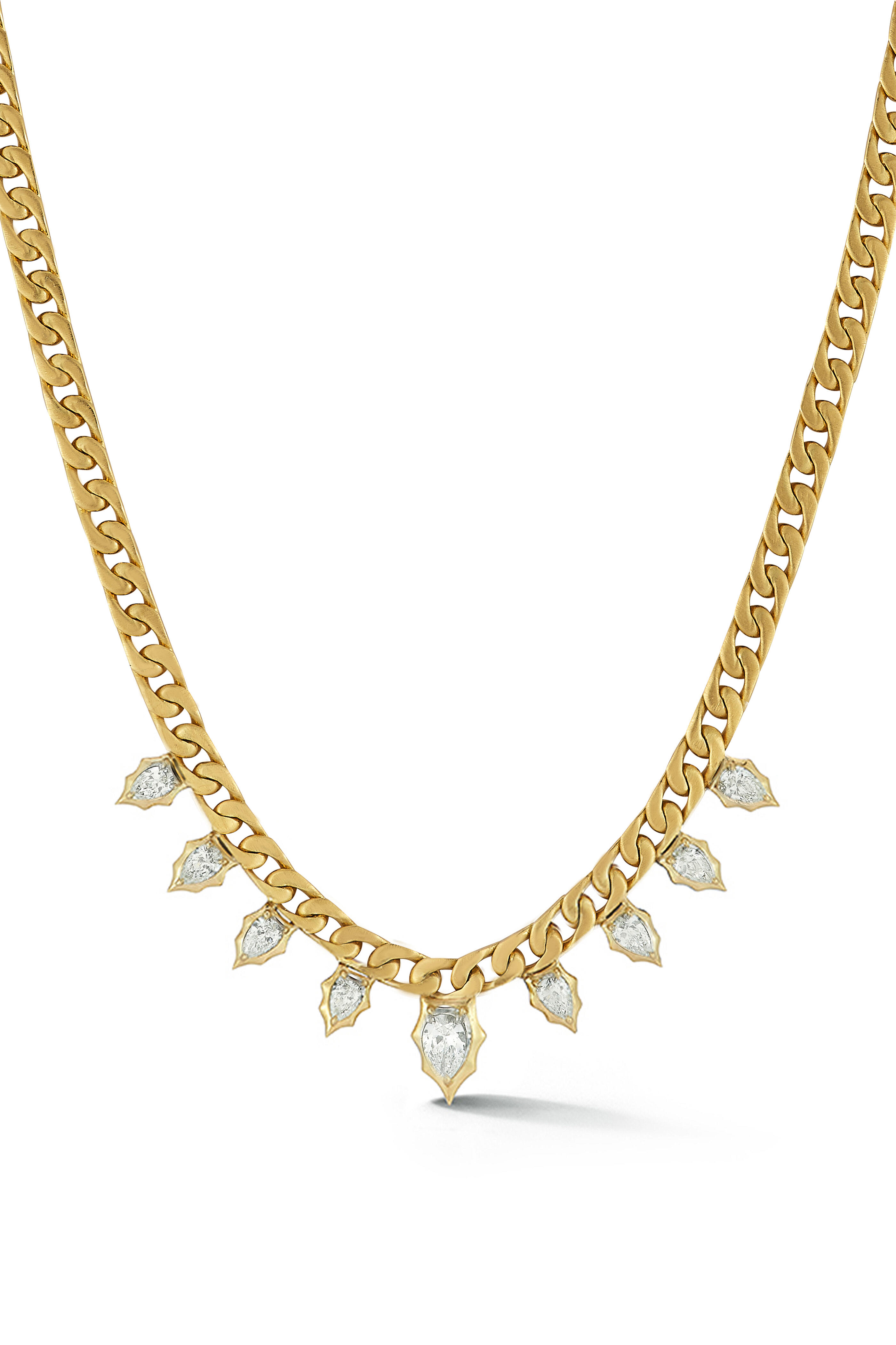 Jade Trau - Two-Tone Hanging Envoy Curb Chain Necklace