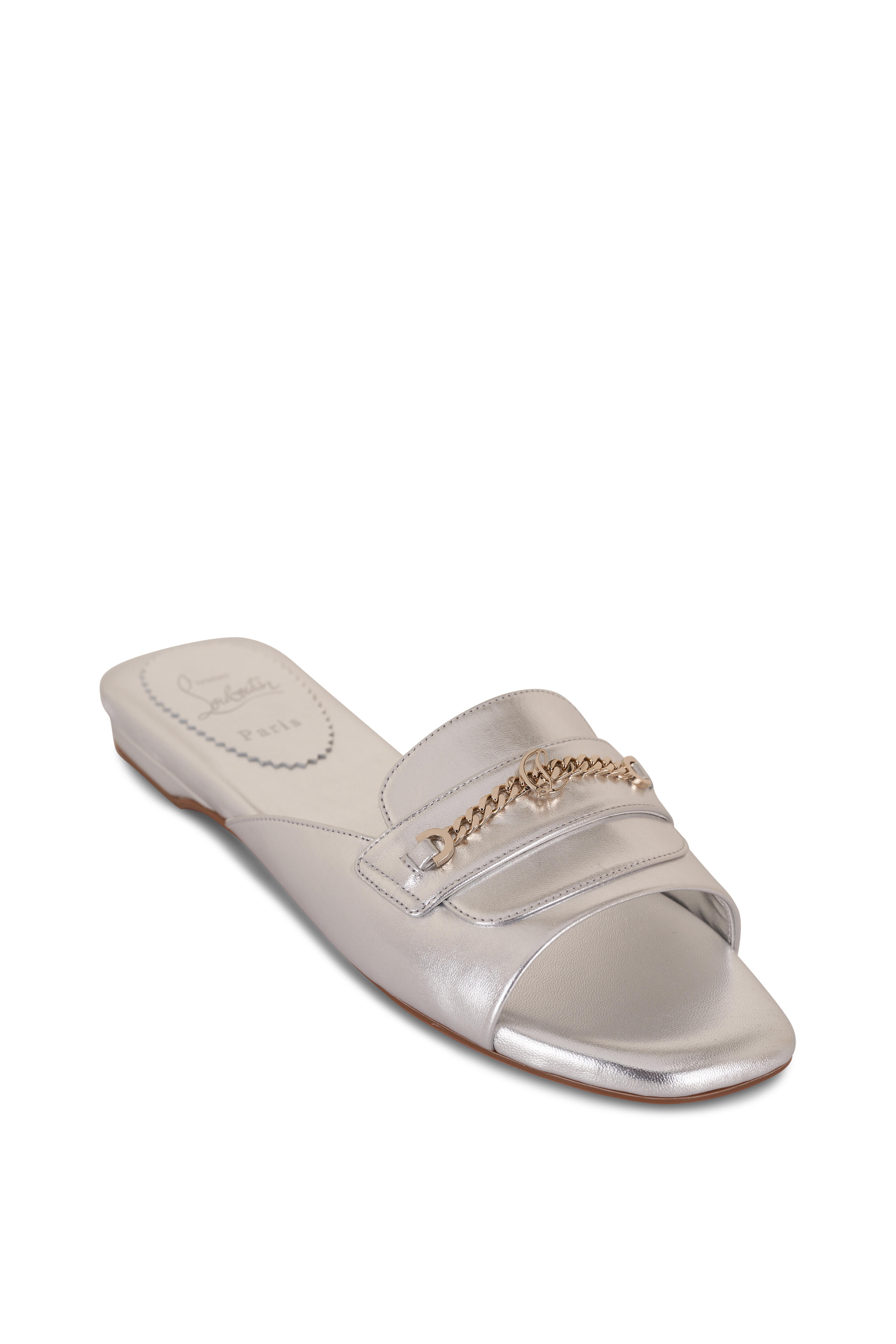 Christian Louboutin - Miss MJ Silver Nappa Leather Flat Sandal