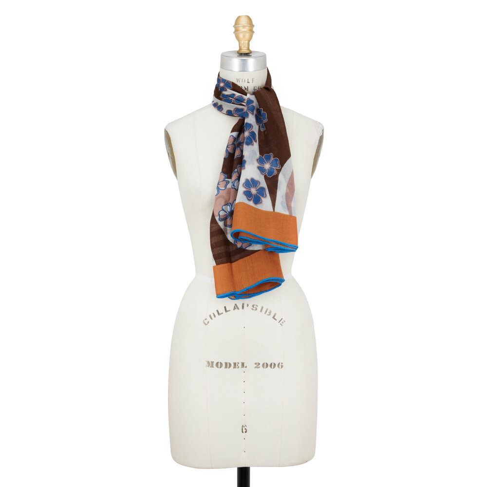 Loro Piana - Sienna Mixed Floral & Stripes Scarf