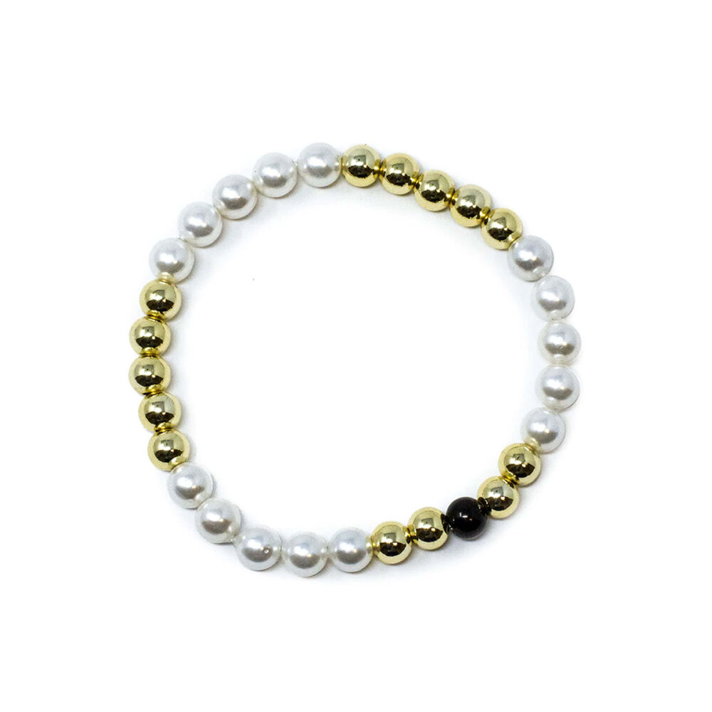 Allie + Bess - Pearl and Gold Dottie Stretch Bracelet