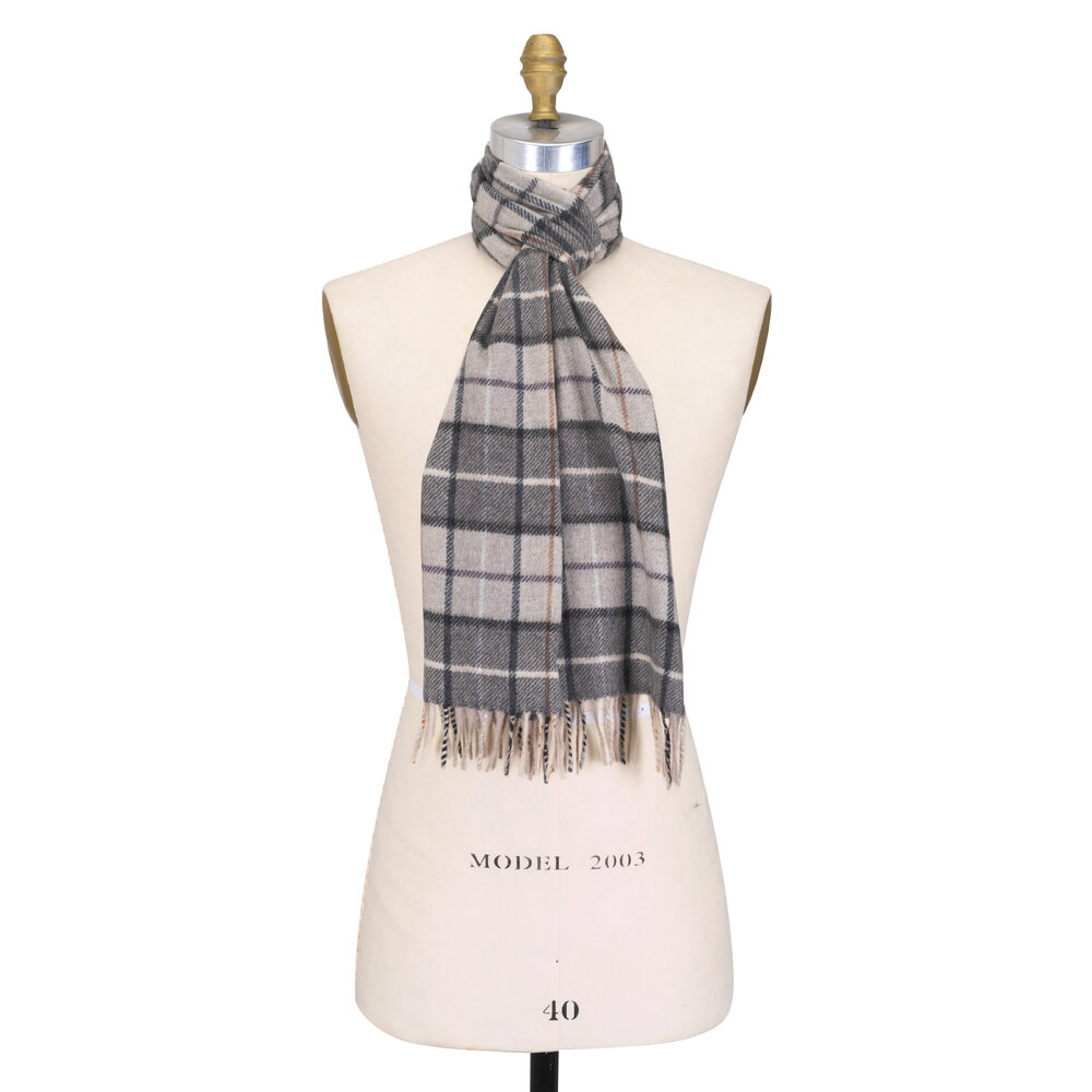 Chelsey Imports - Gray Plaid Cashmere Scarf | Mitchell Stores