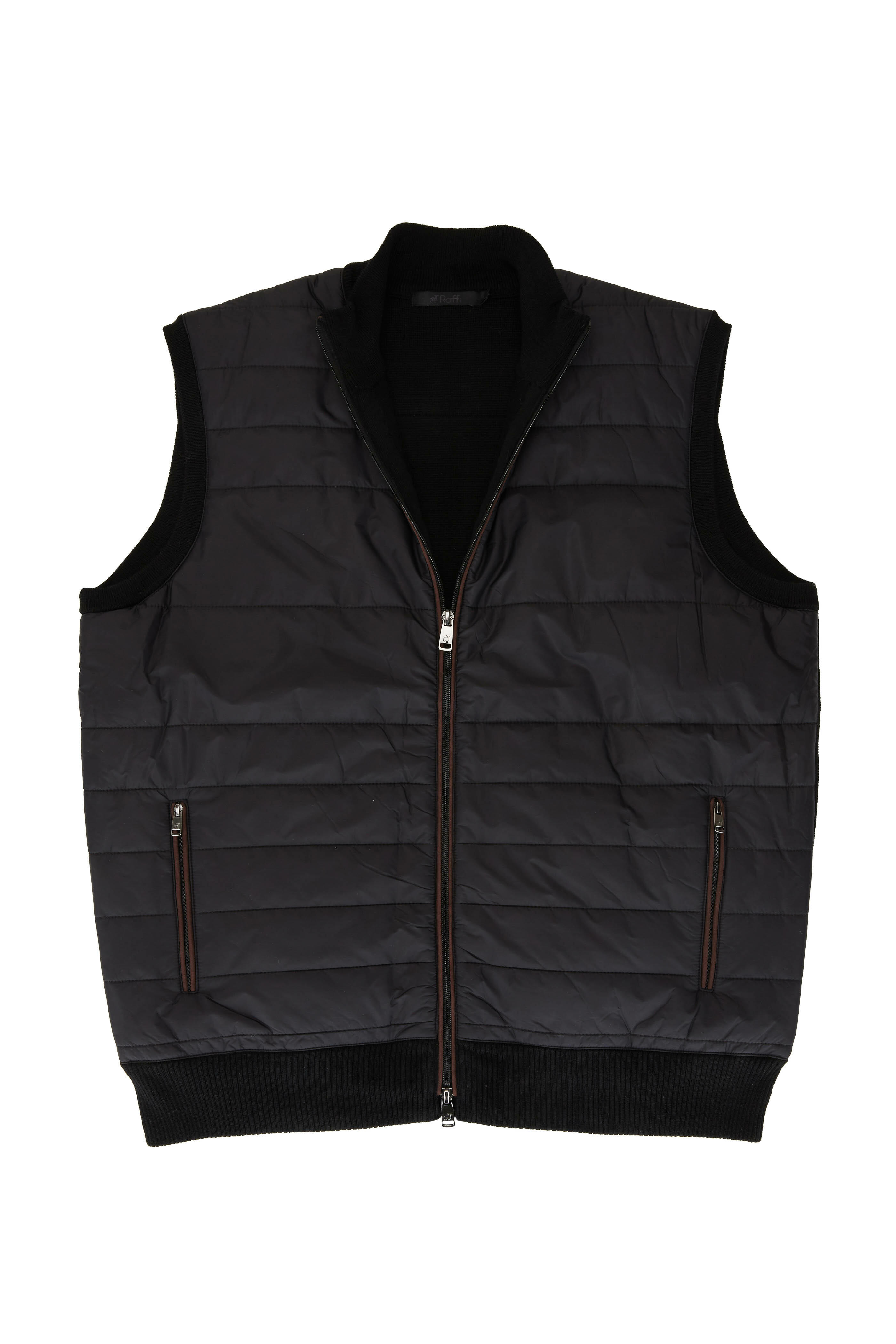 Raffi - Black Nylon Front Zip Quilted Vest | Mitchell Stores