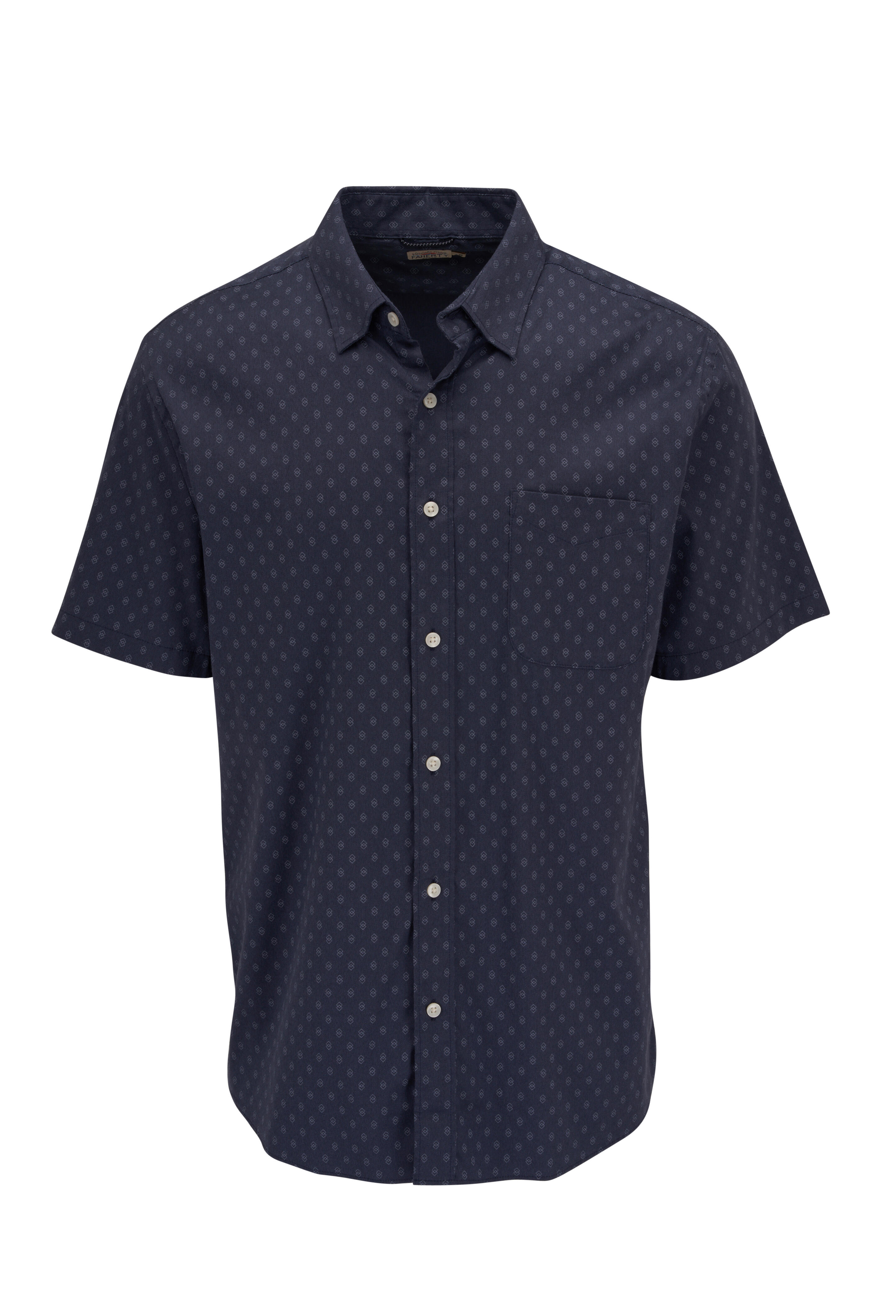 Faherty Brand - Movement™ Navy Print Short Sleeve Sport Shirt