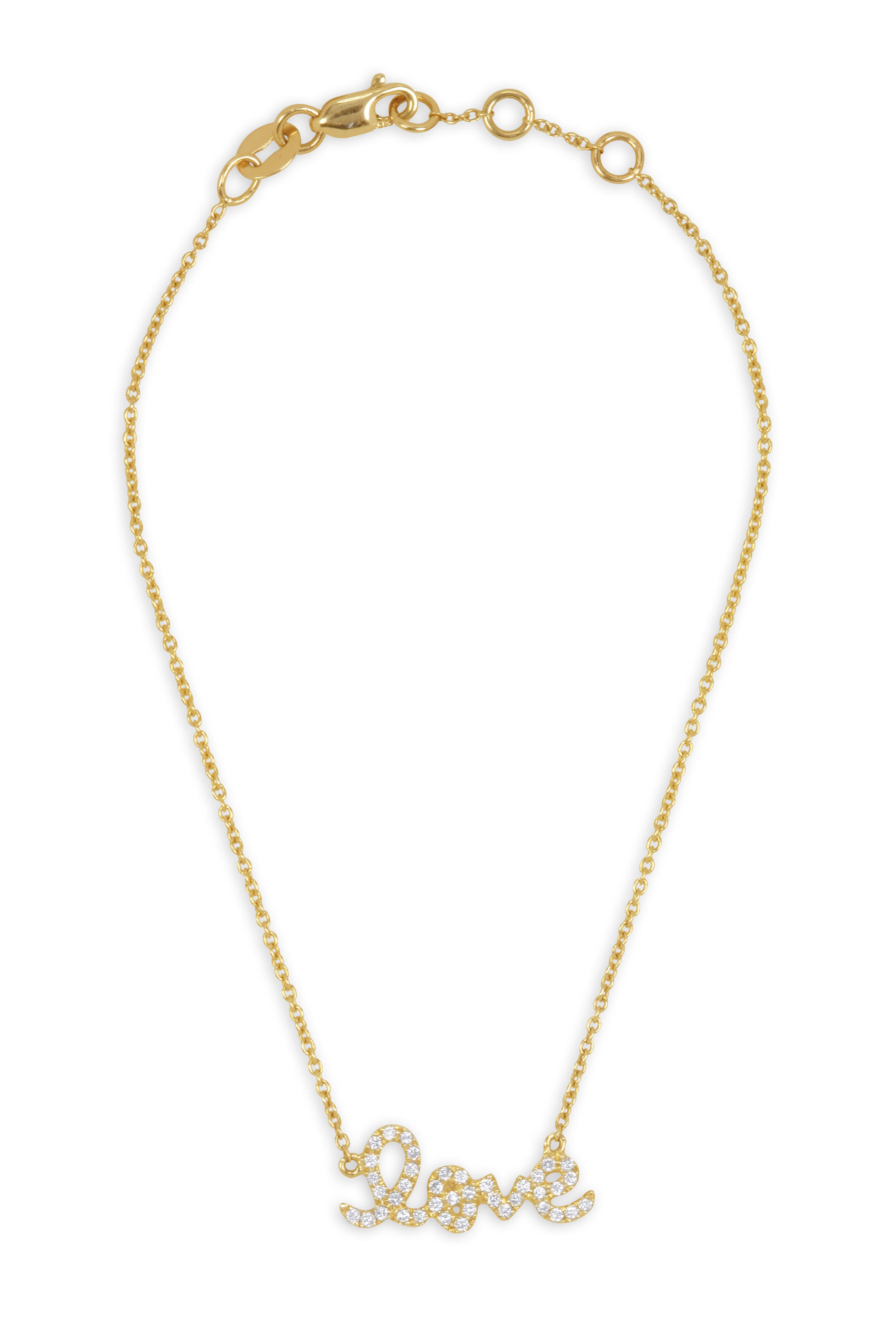 Sydney Evan - 14k Yellow Gold Mini Micro Pave "Love" Bracelet