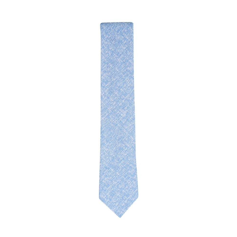 Zegna - Light Blue & White Linen Necktie | Mitchell Stores