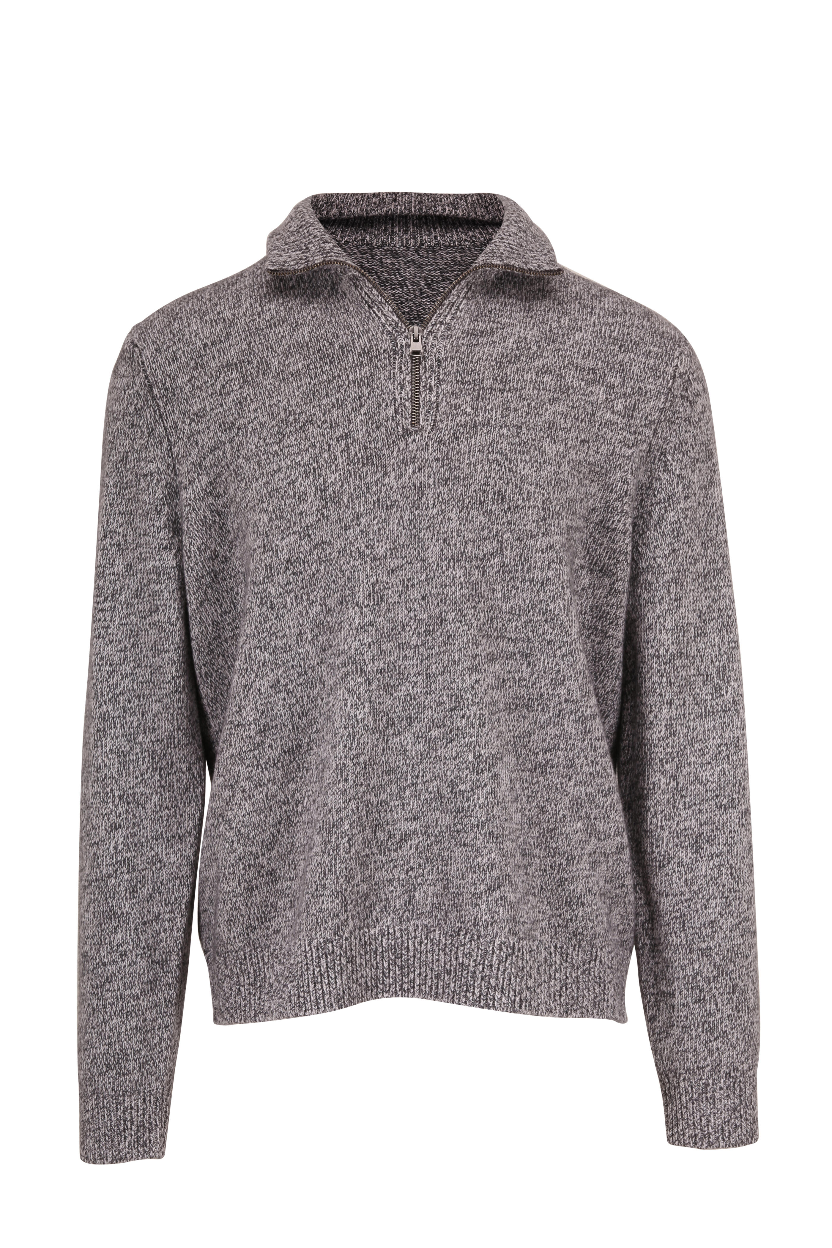 Vince - Heather Silver Gray Quarter-Zip Pullover