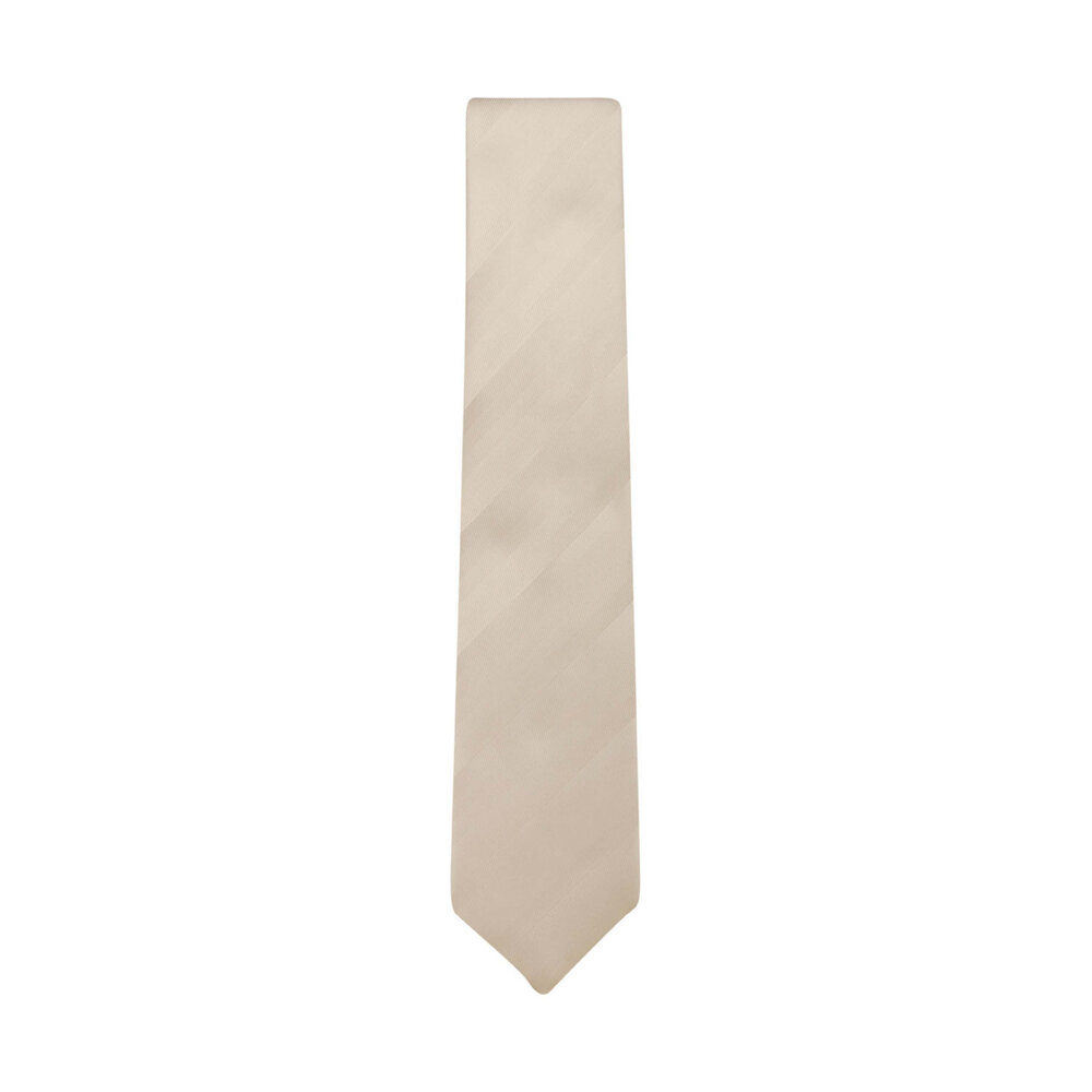 Geoff Nicholson - Ivory Stripe Silk Tie | Mitchell Stores