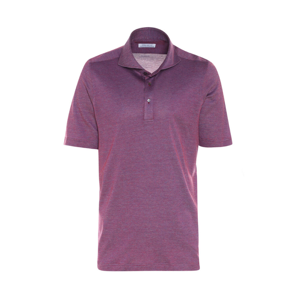 Fray - Blue and Red Cotton Knit Short Sleeve Polo