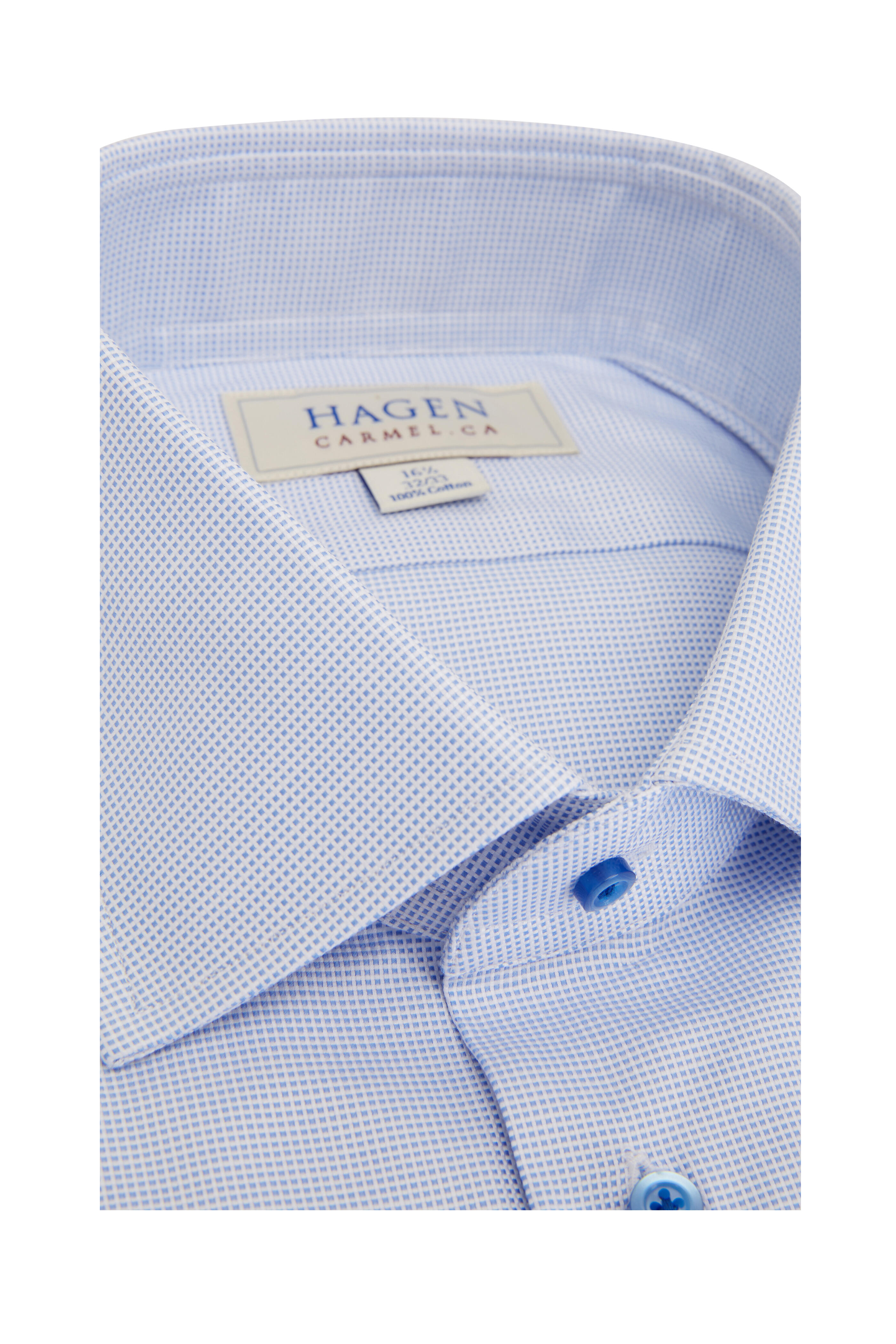 Hagen Shirts - Blue & White Mini Basketweave Sport Shirt