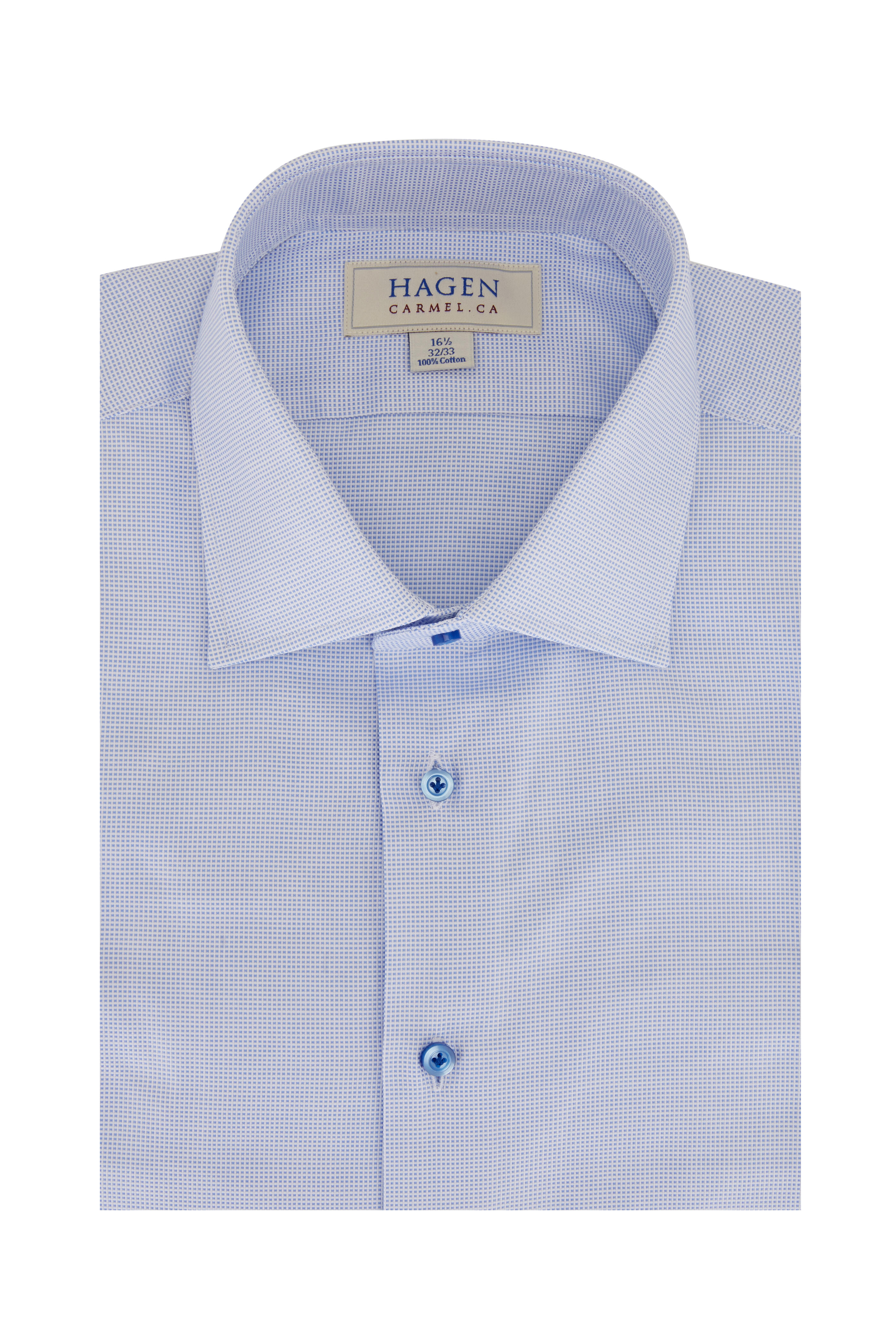 Hagen Shirts - Blue & White Mini Basketweave Sport Shirt