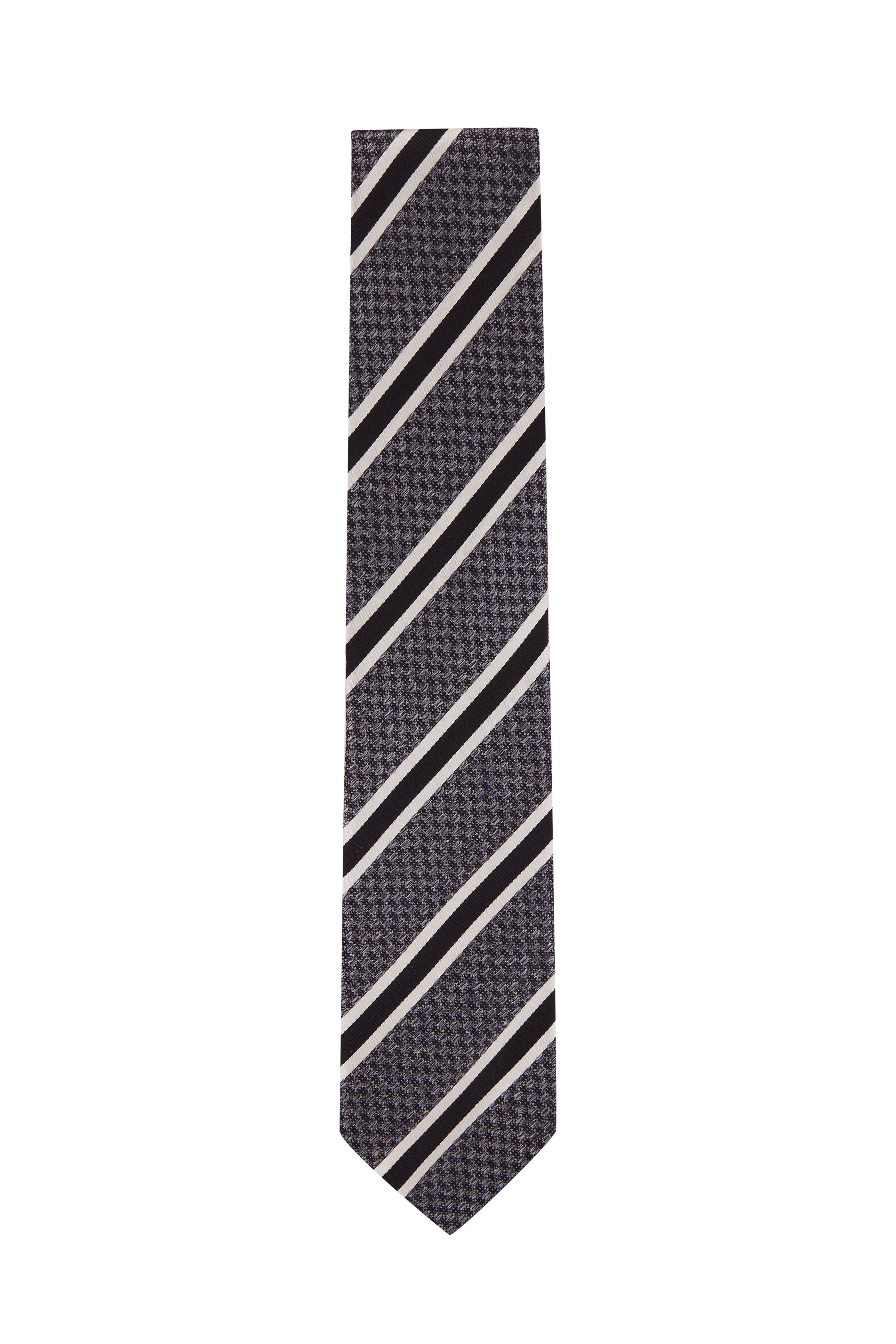 Tom Ford - Black & Beige Striped Silk Jacquard Necktie