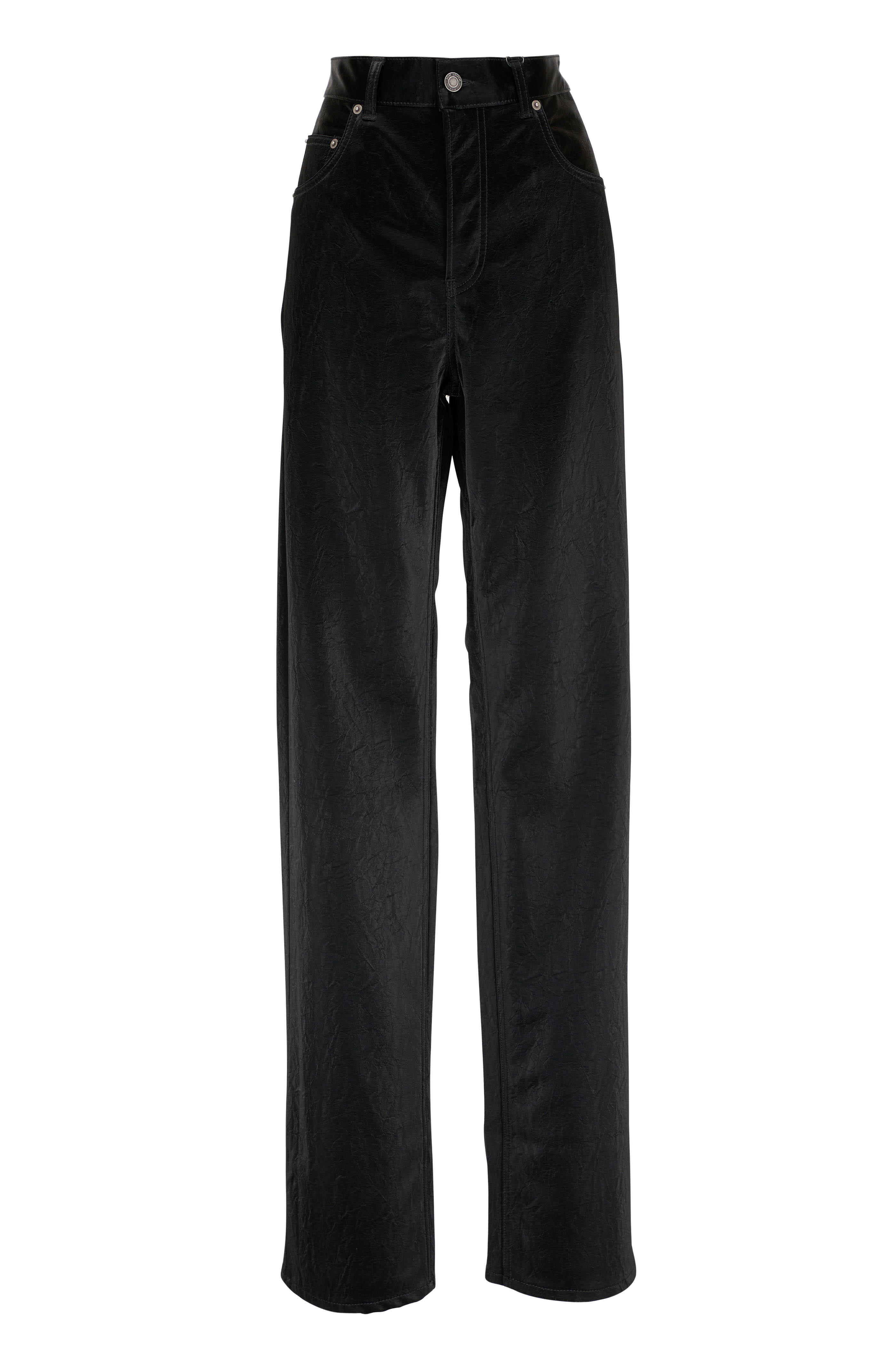 Saint Laurent - Black Crinkle Coated Denim Pant