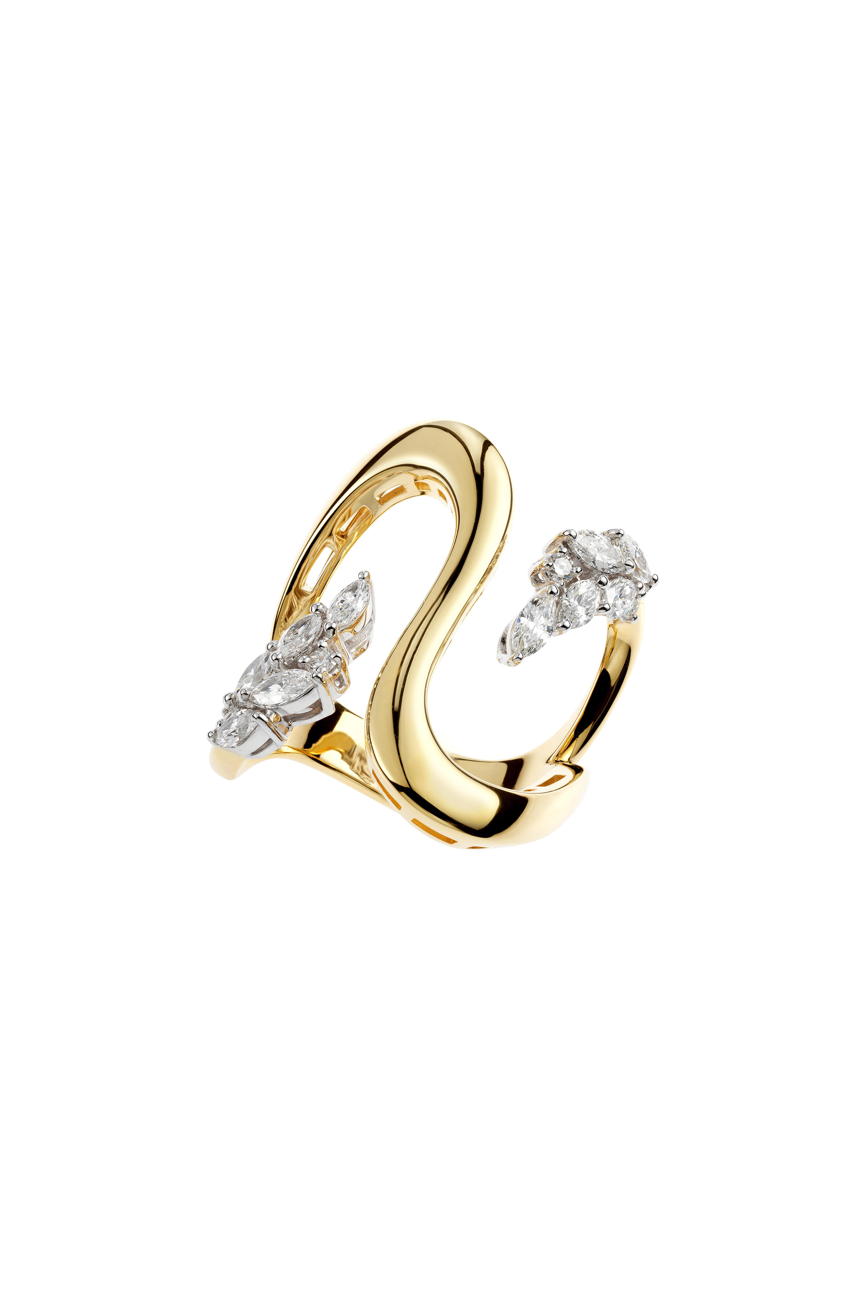 Yeprem - Golden Strada 18K & Marquise Diamond Stack Ring