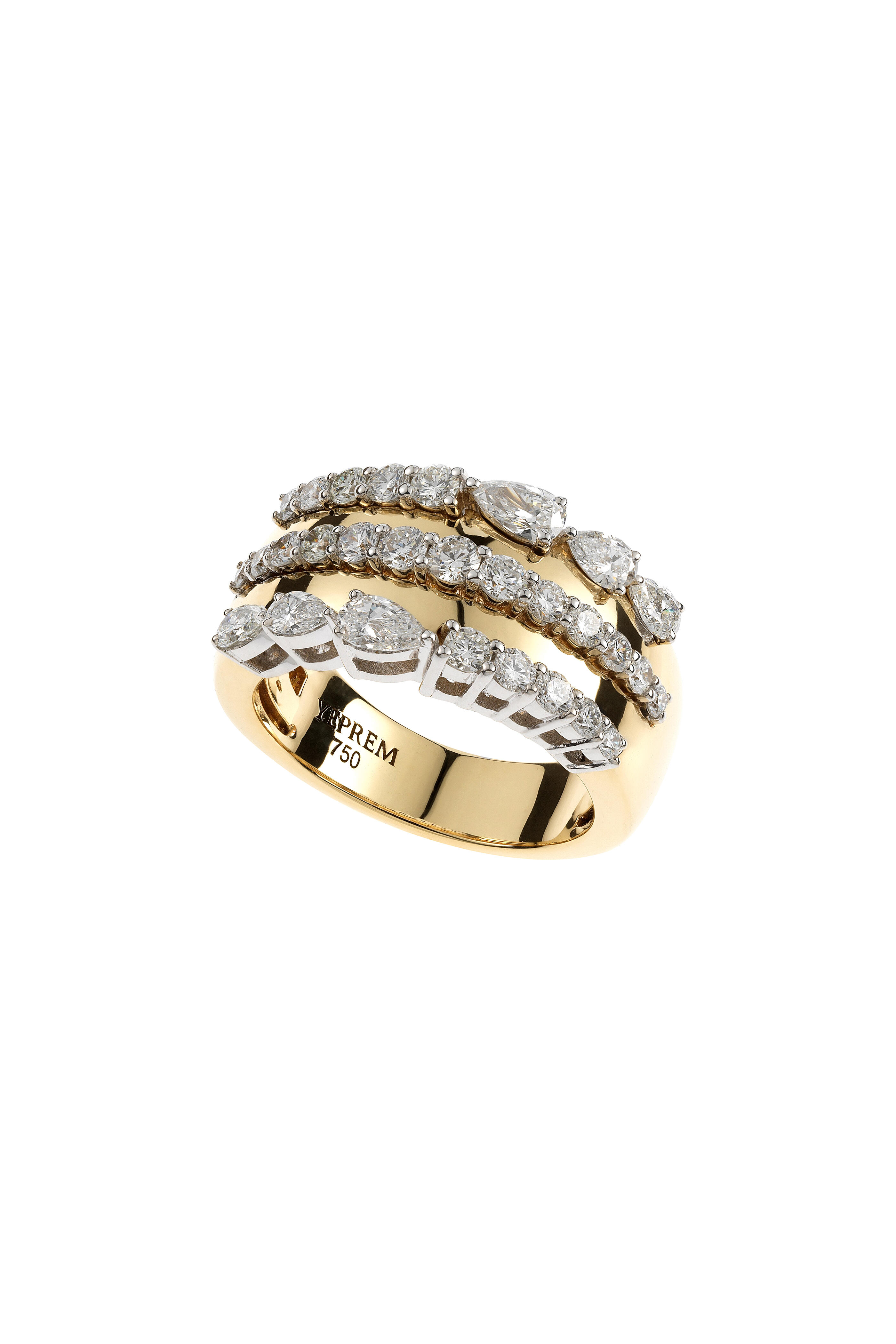 Yeprem - Golden Strada 18K & Marquise Diamond Stack Ring