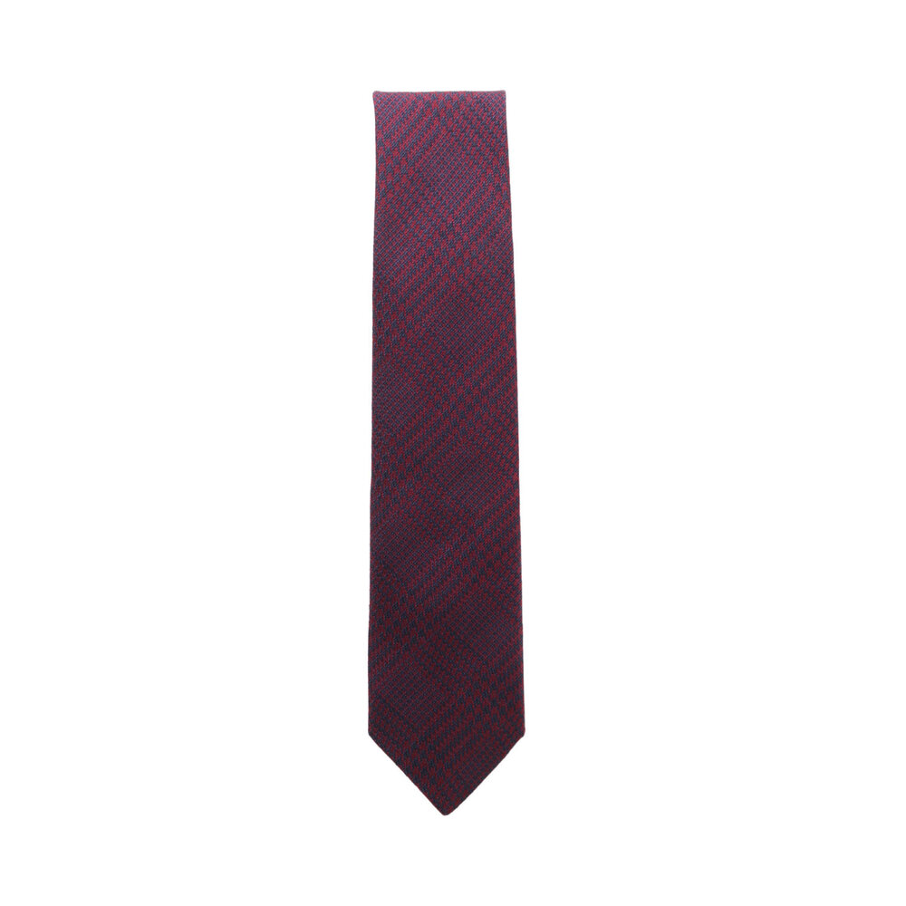 Geoff Nicholson - Wine and Navy Motif Silk and Wool Tie