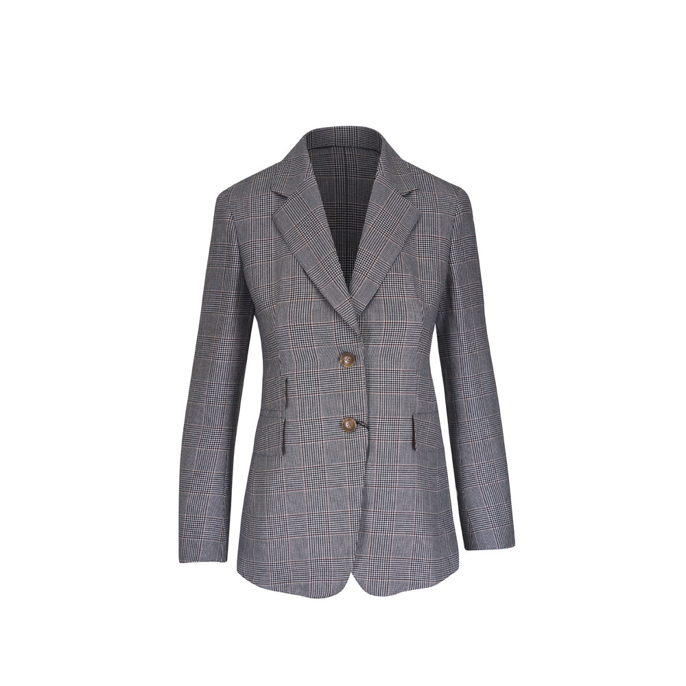 Akris - Arie Black & Cream Plaid Jacket | Mitchell Stores