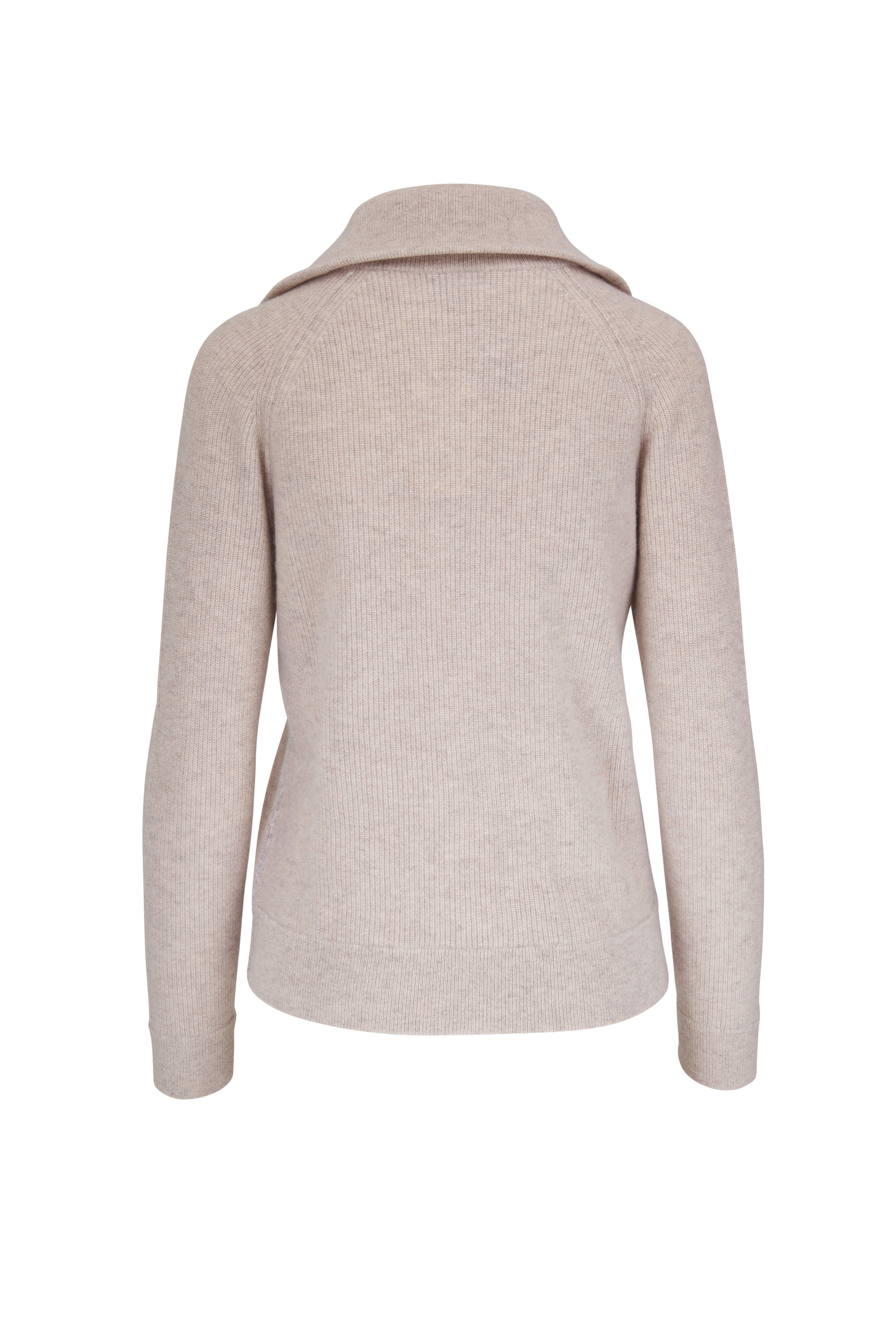 Kinross - Agate & Silver Tipped Rib Half-Zip Sweater