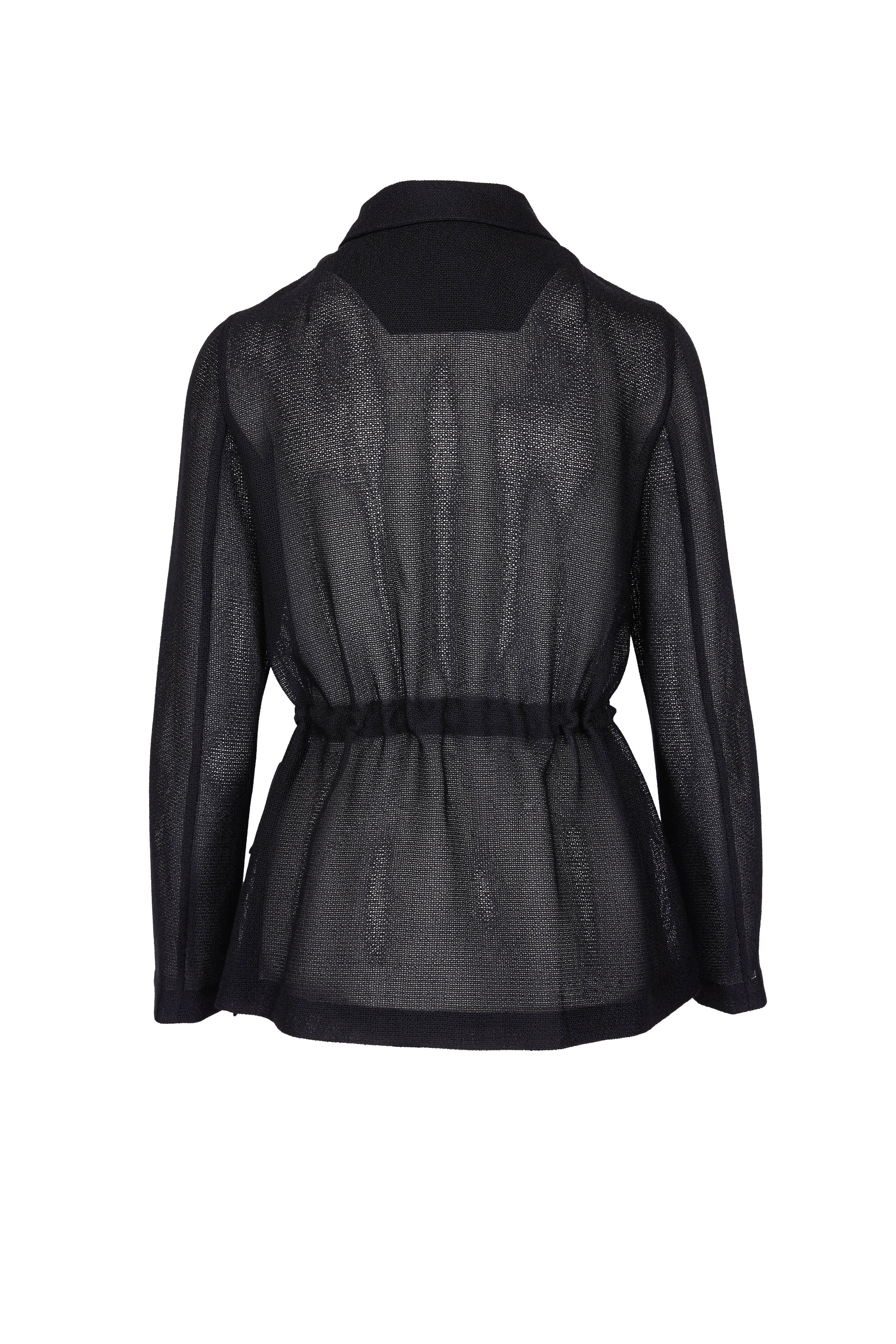 Akris - Black Boucle Openweave Jacket | Mitchell Stores