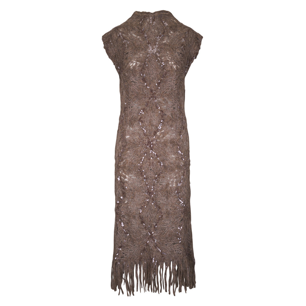 Brunello Cucinelli - Opera Brown Knit Dress | Mitchell Stores